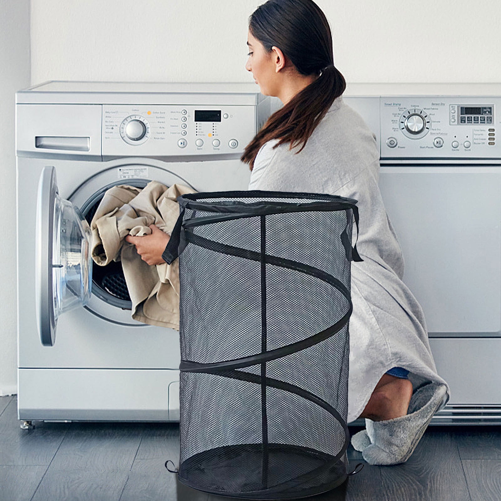 Laundry Basket Mesh Hamper, Foldable, Breathable Oxford Cloth, Space ...