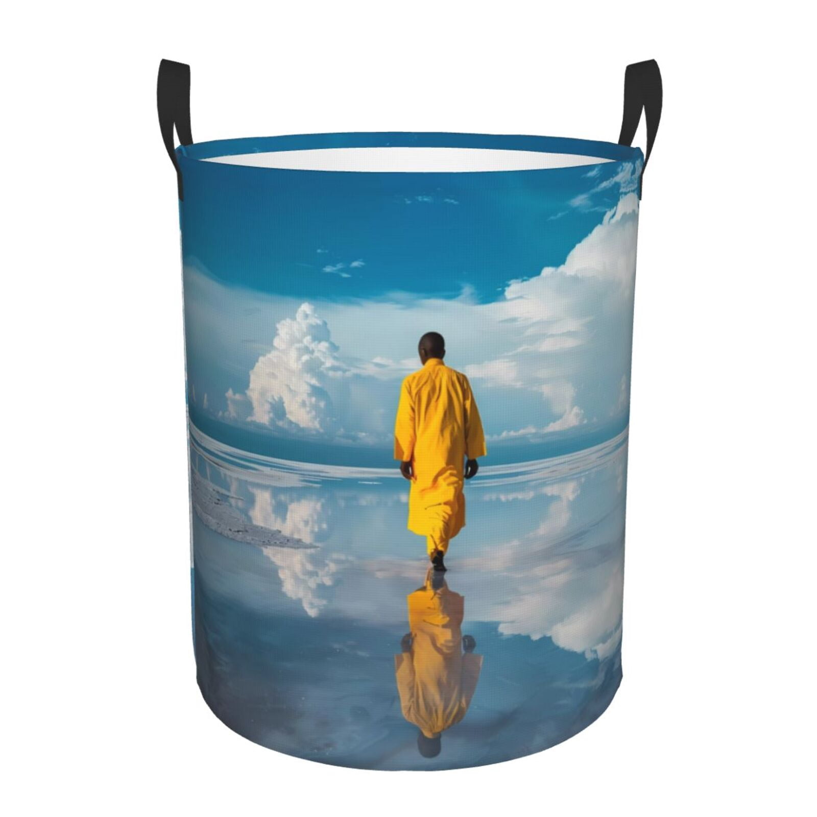 Laundry Basket, Monk Walking On Water Laundry Hamper Waterproof Laundry ...