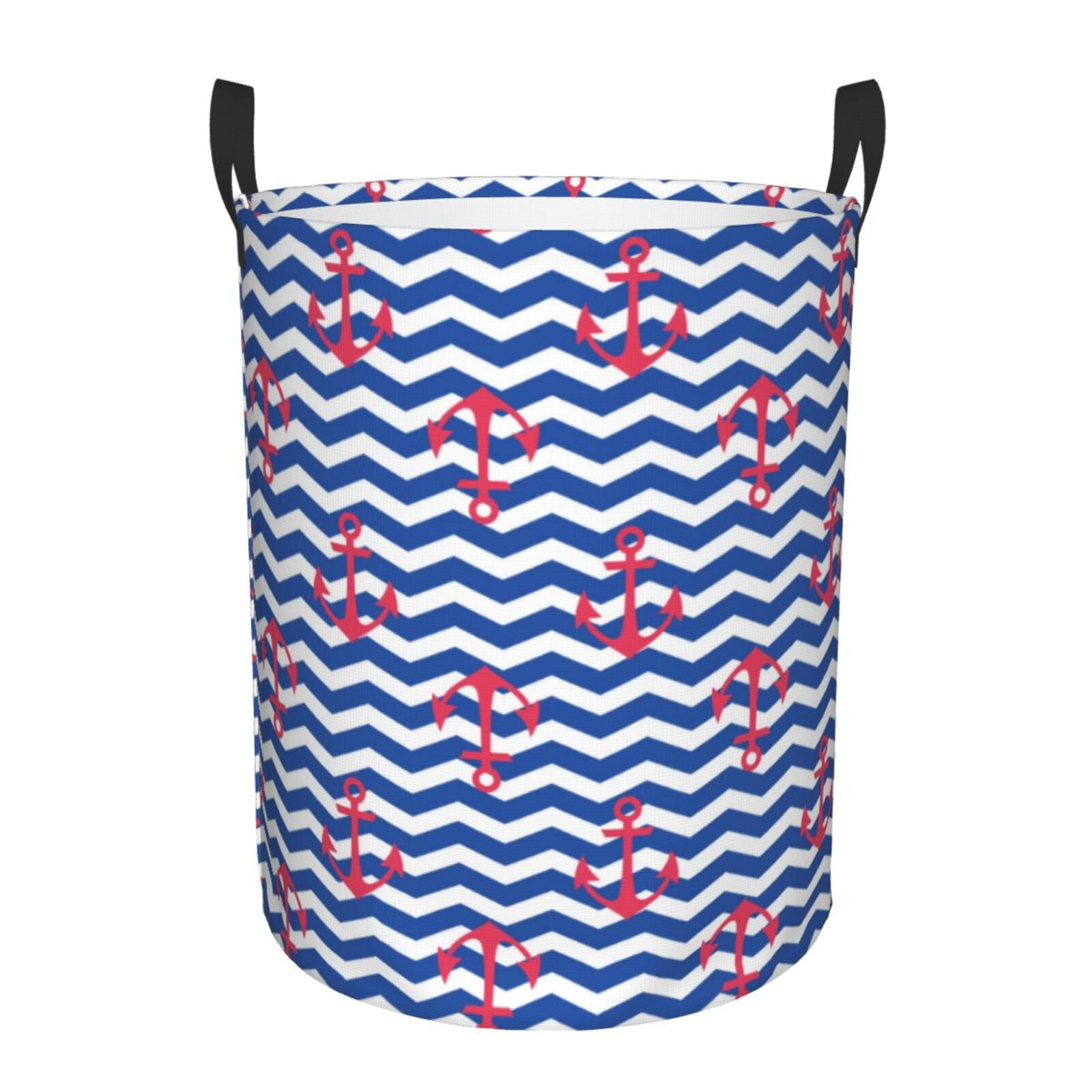 Laundry Basket, Nautical Anchors Waterproof Laundry Hamper With Handles ...