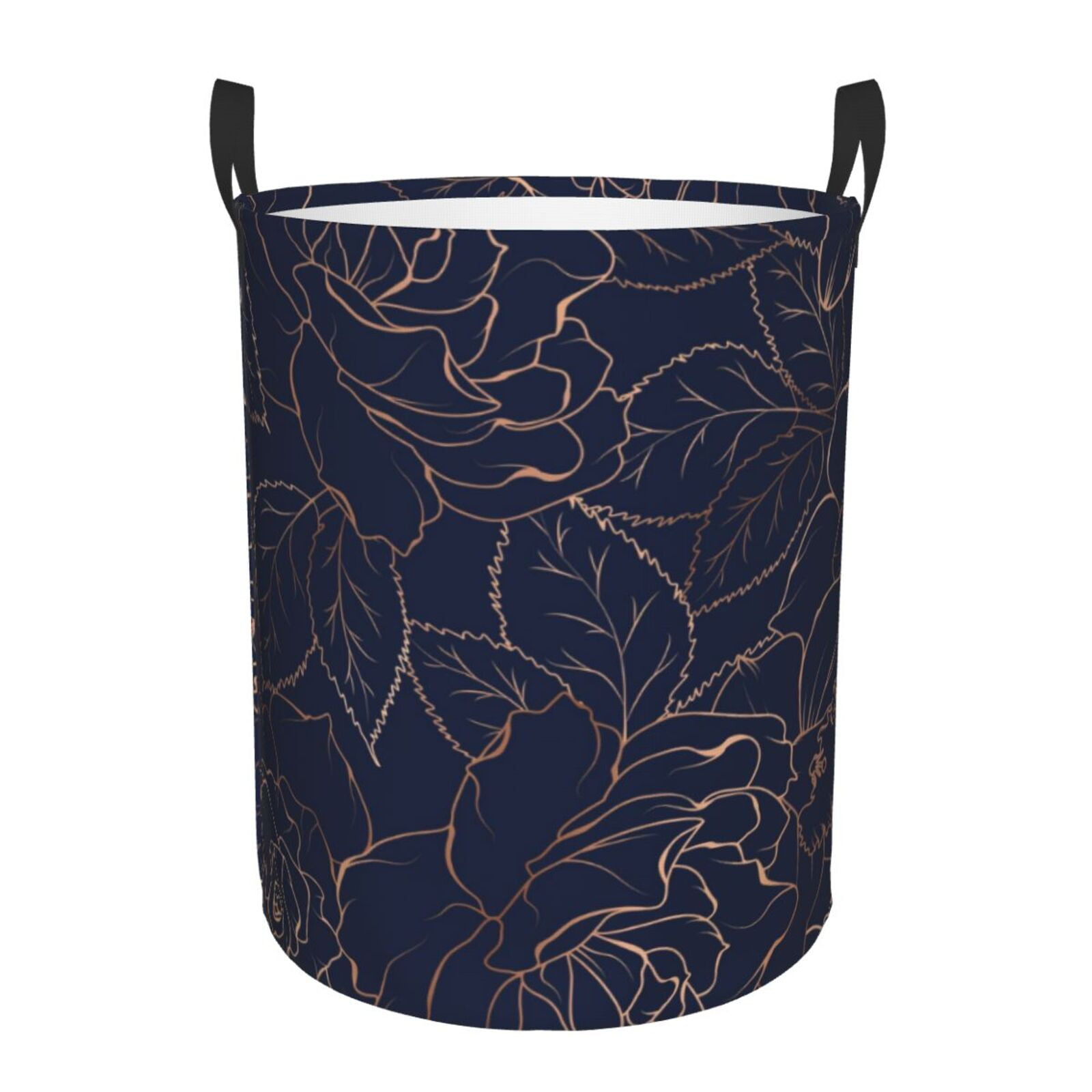 Laundry Basket, Navy Dark Blue Waterproof Laundry Hamper With Padded ...
