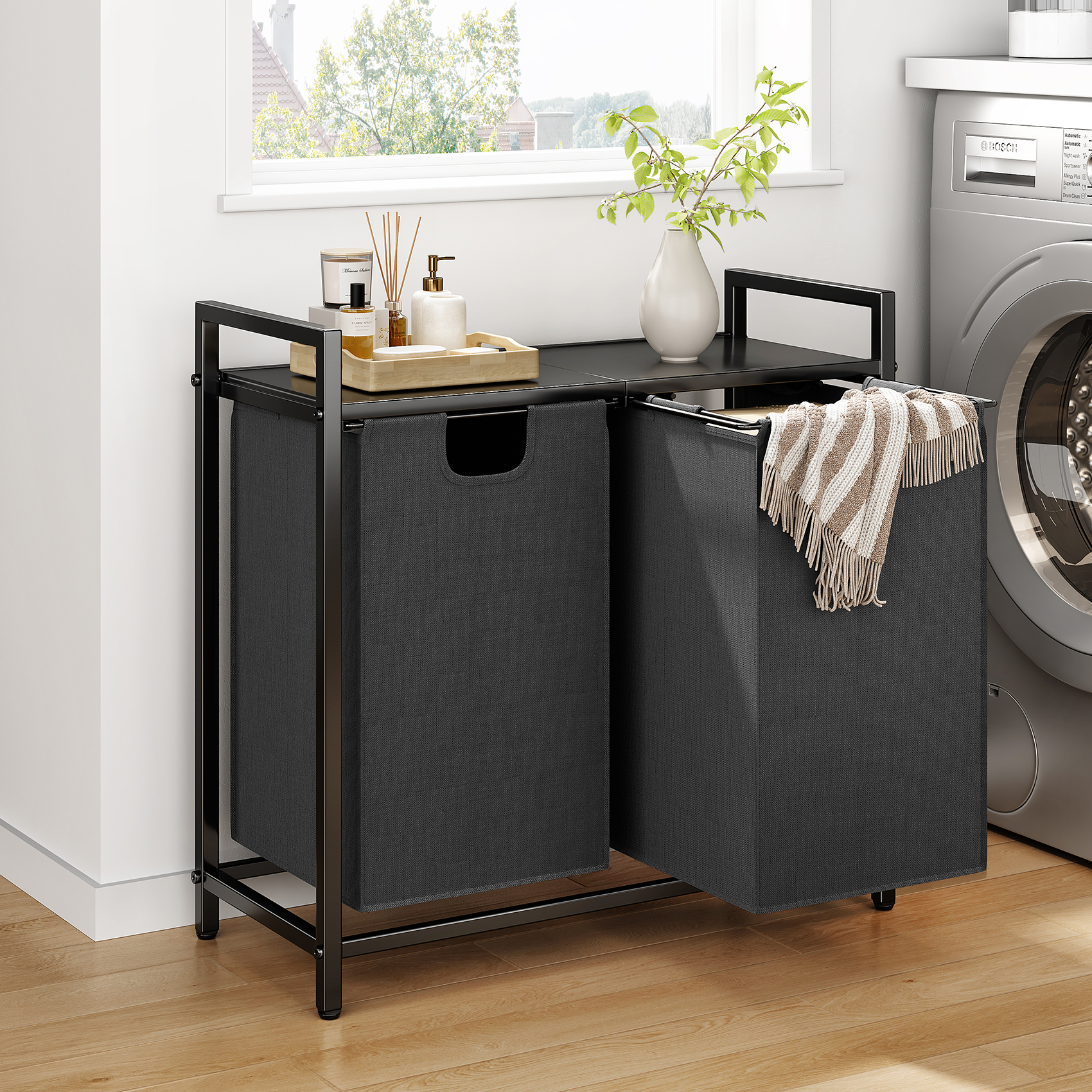 Wukai Lilies Flowers Laundry Basket, Laundry Hamper, Dirty Clothes ...