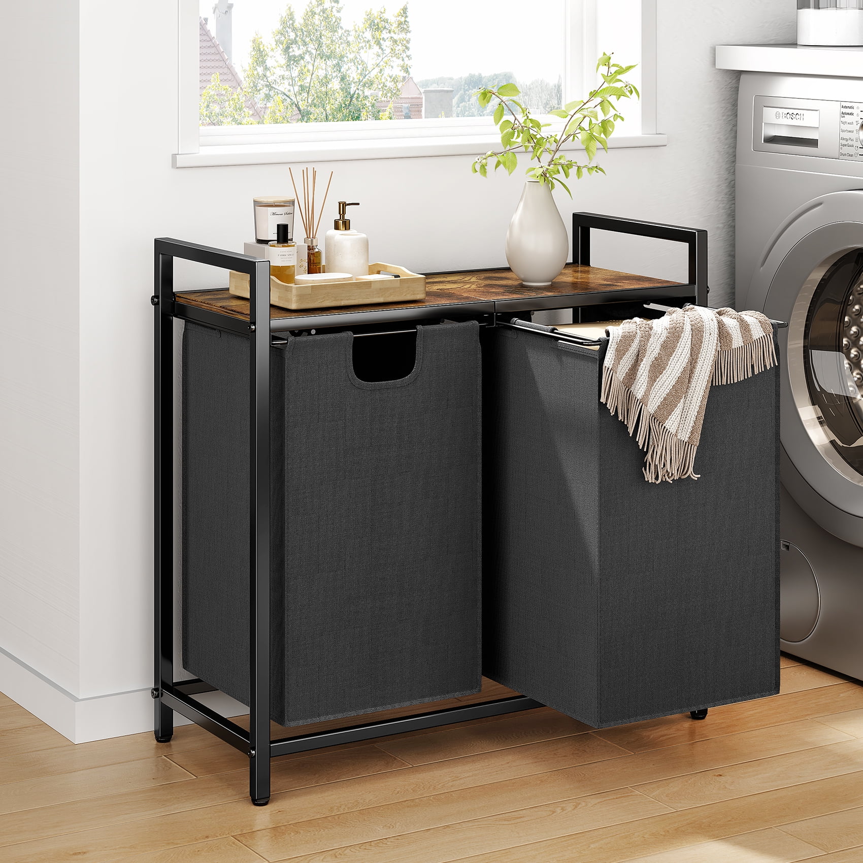 Laundry Basket Organizer, Laundry Hamper with Shelf, Hamper Organizer ...