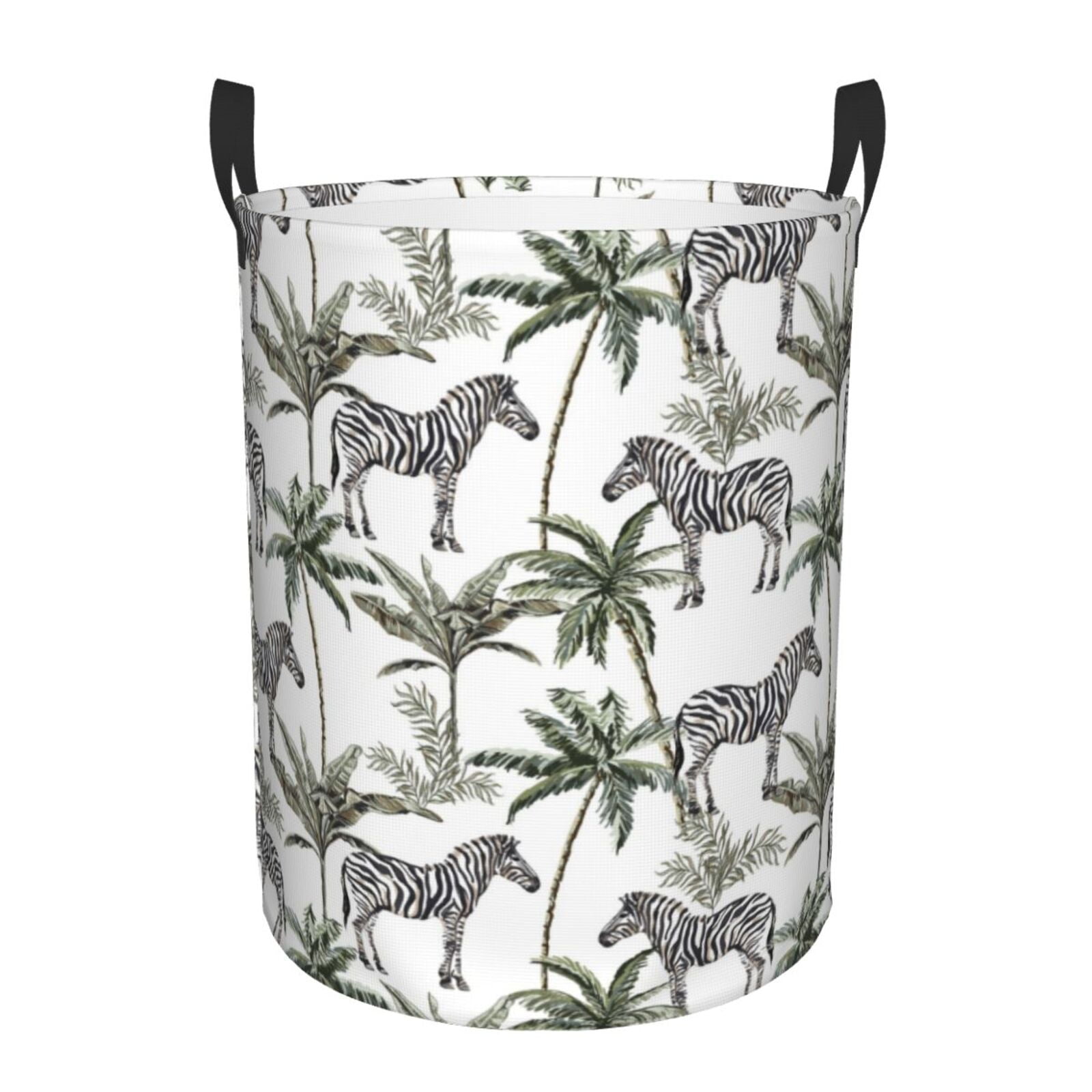 Laundry Basket, Palm Trees Zebra Waterproof Laundry Hamper with Padded ...