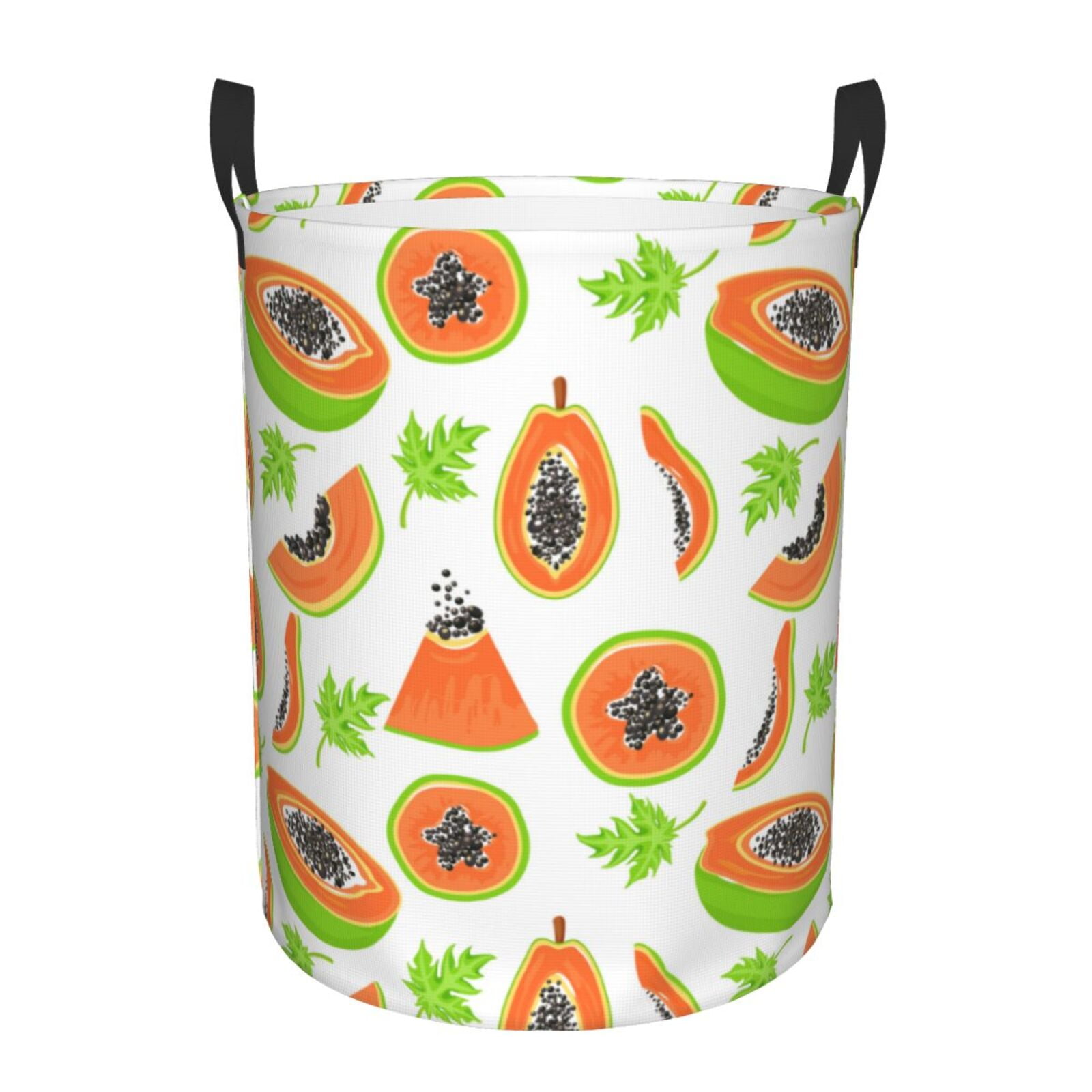 Laundry Basket, Papaya Green Leaf Waterproof Laundry Hamper With Padded ...