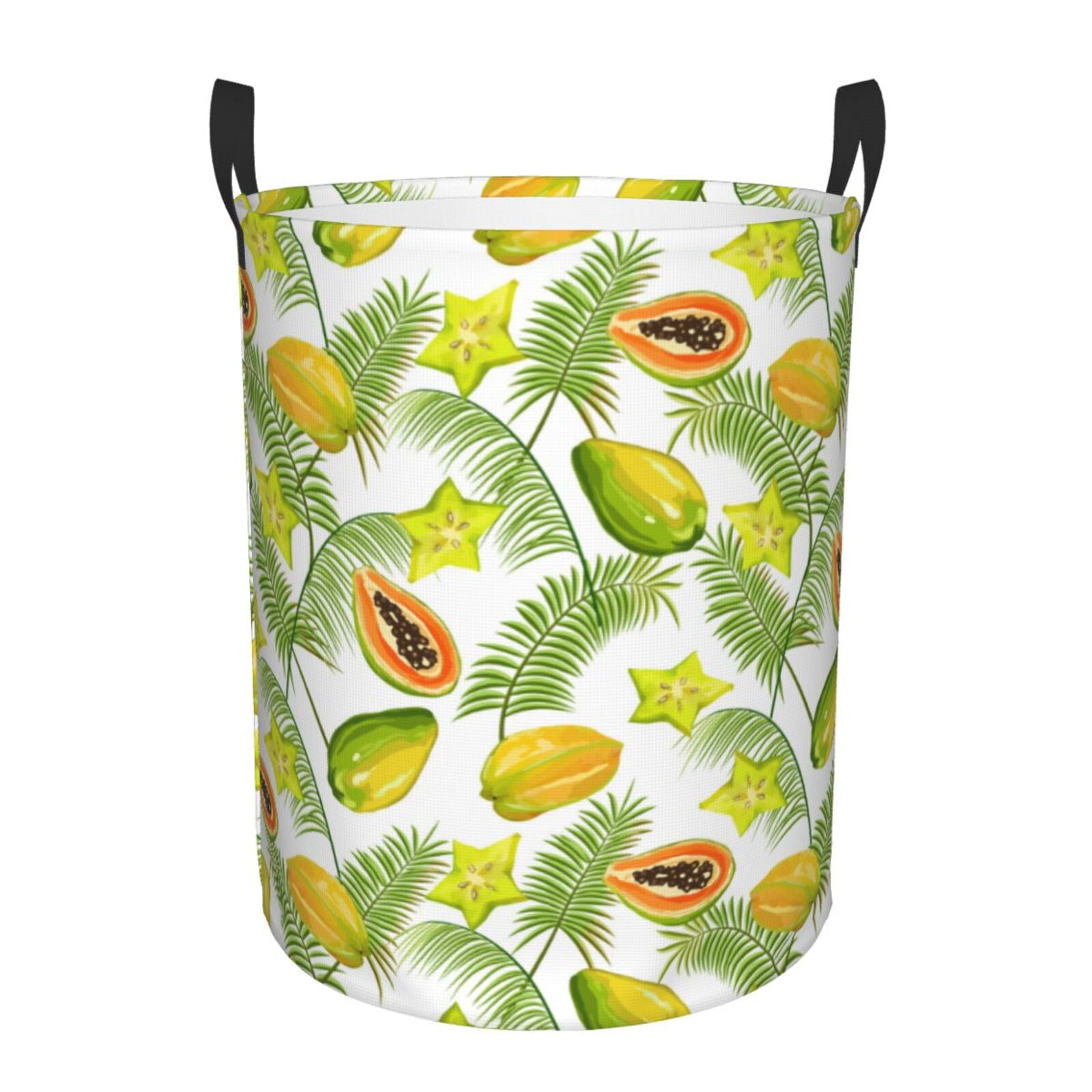 Laundry Basket, Papaya Star Fruit Leaf Waterproof Laundry Hamper With ...