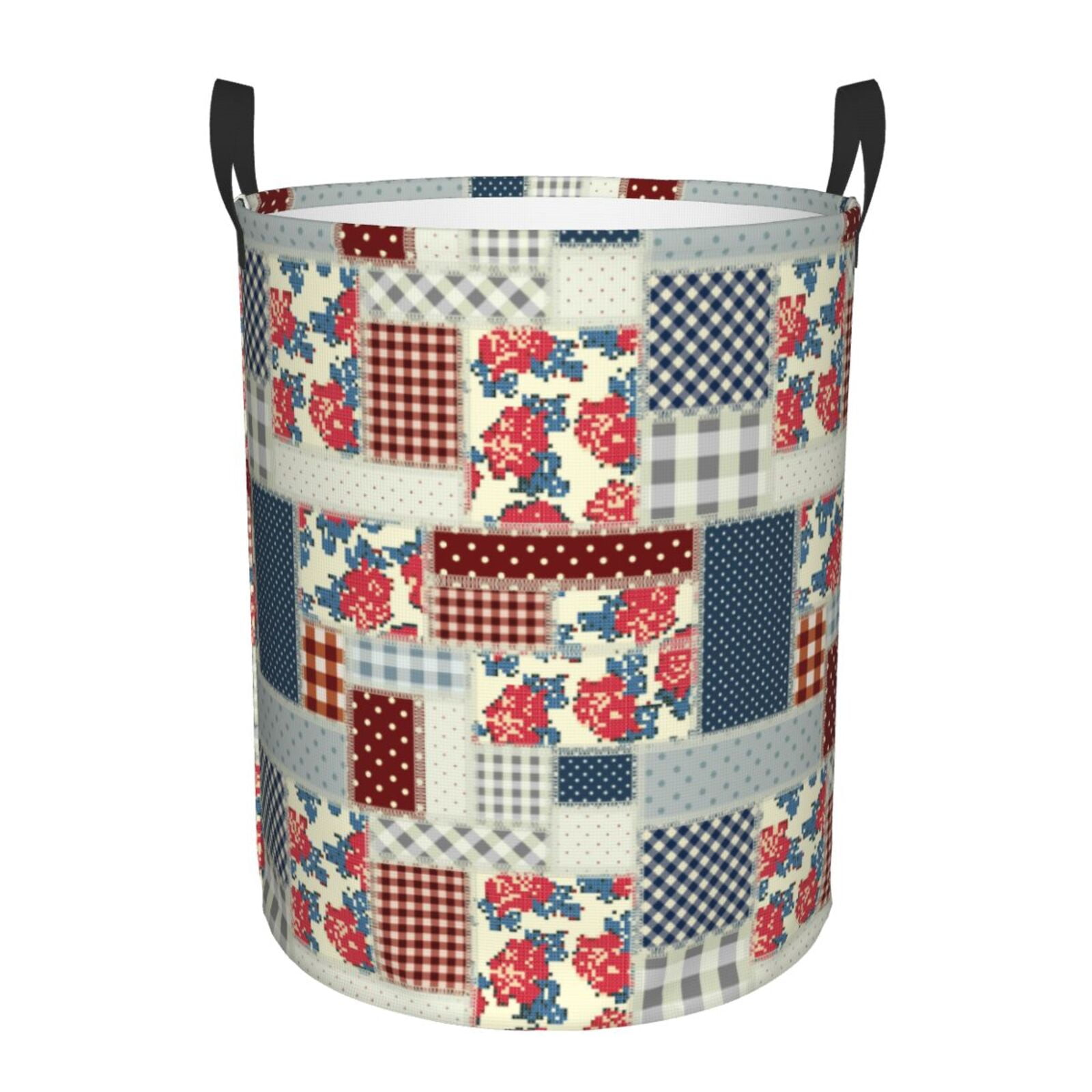 Laundry Basket, Patchwork In Country Style Waterproof Laundry Hamper With Handles, Easy Storage ...