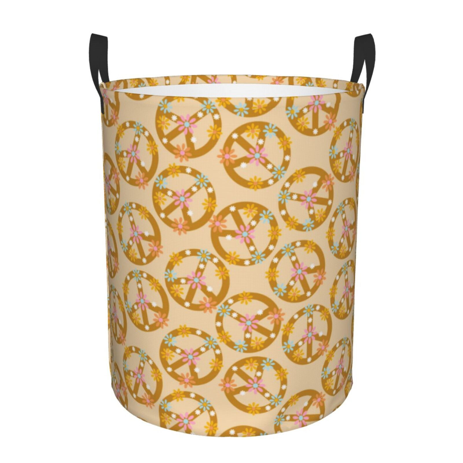 Laundry Basket, Peace Sign flower yellow Laundry Hamper Waterproof ...