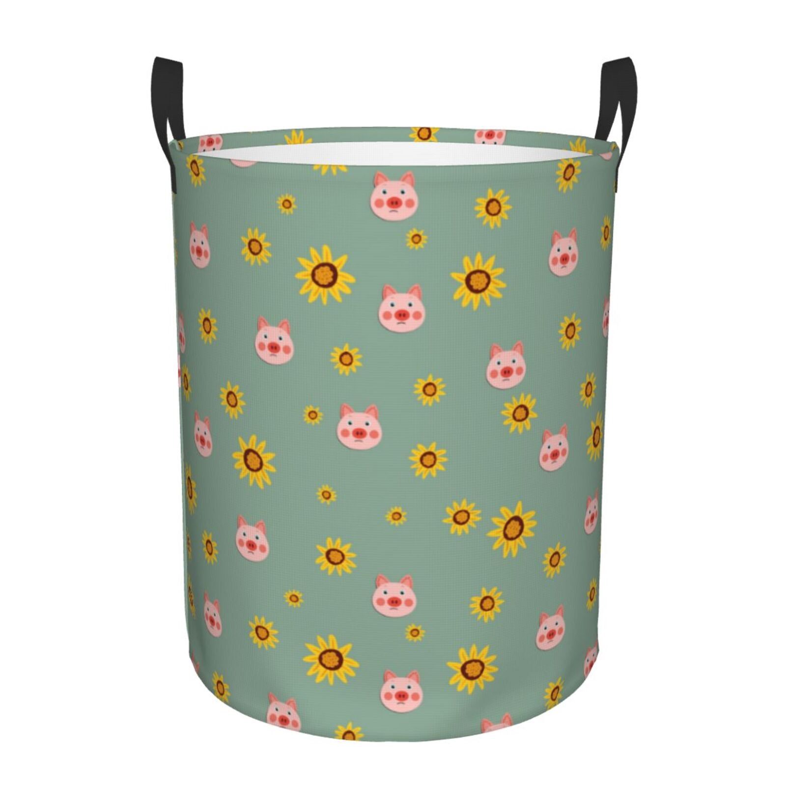 Laundry Basket, Pig Face With Sunflower Waterproof Laundry Hamper with ...