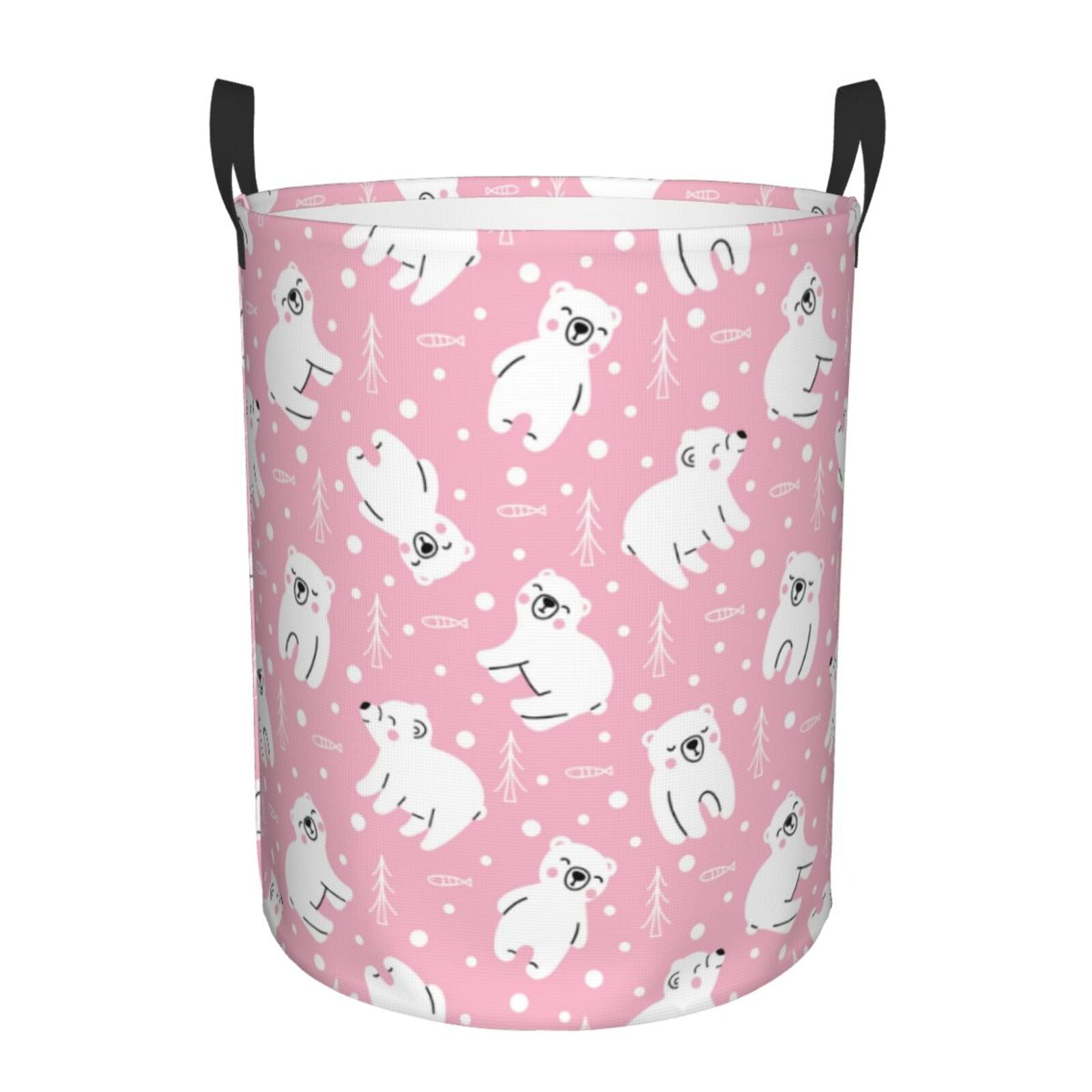 Laundry Basket, Pink Cartoon Bear Waterproof Laundry Hamper with Padded ...
