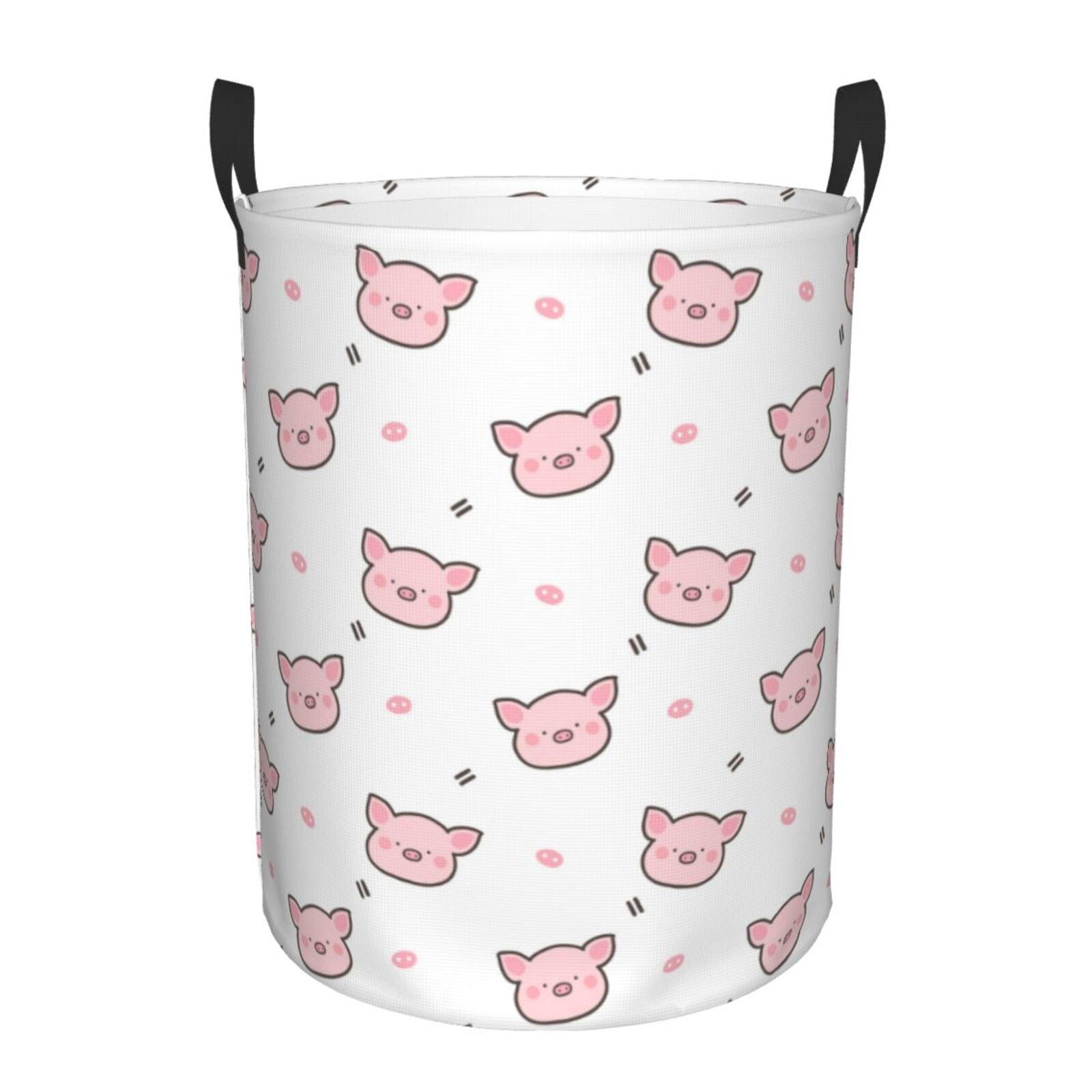 Laundry Basket, Pink Cartoon Cute Pig Waterproof Laundry Hamper With ...