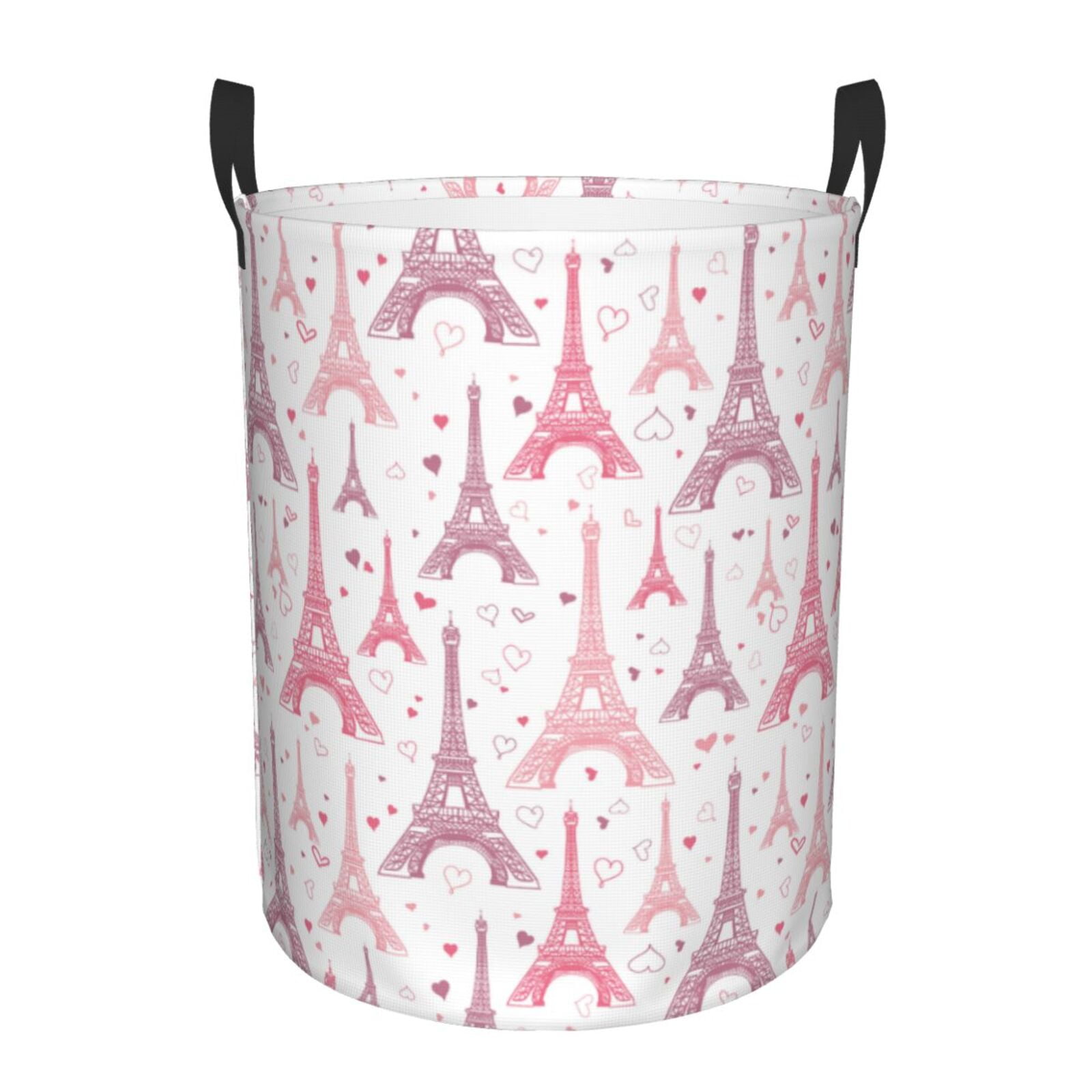 Laundry Basket, Pink Eiffel Towers Waterproof Laundry Hamper With ...