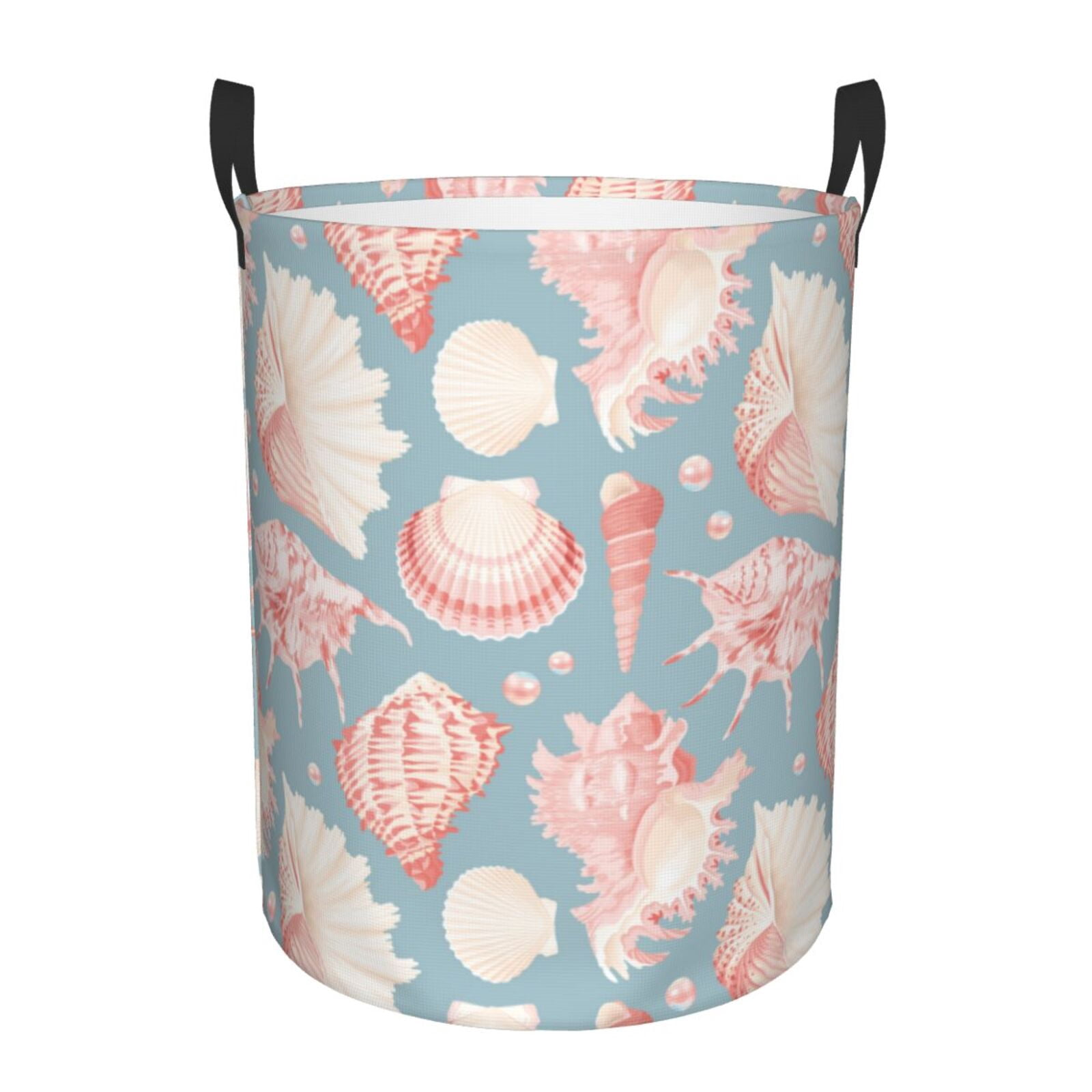 Laundry Basket, Pink Shell Conch Waterproof Laundry Hamper With Handles ...