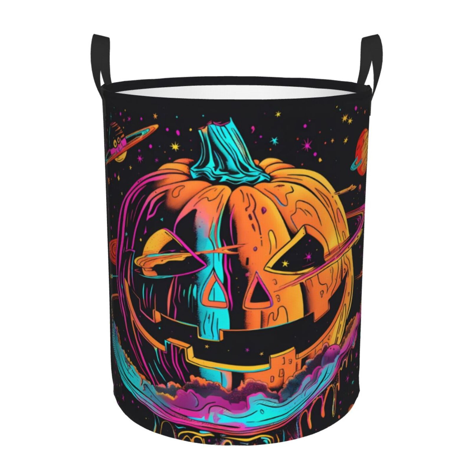 Laundry Basket, Psychedelic Halloween Space Pumpkin Laundry Hamper ...