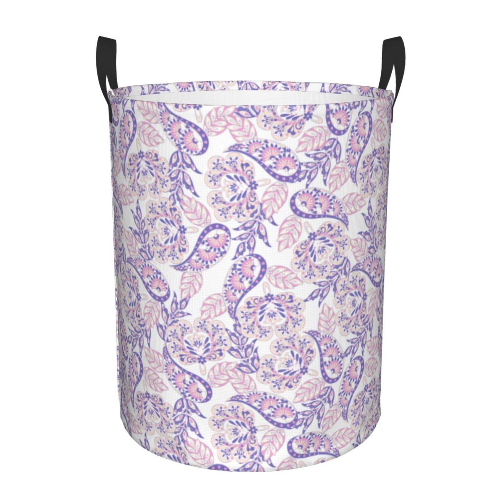 Laundry Basket, Purple Pink Paisley Waterproof Laundry Hamper With ...