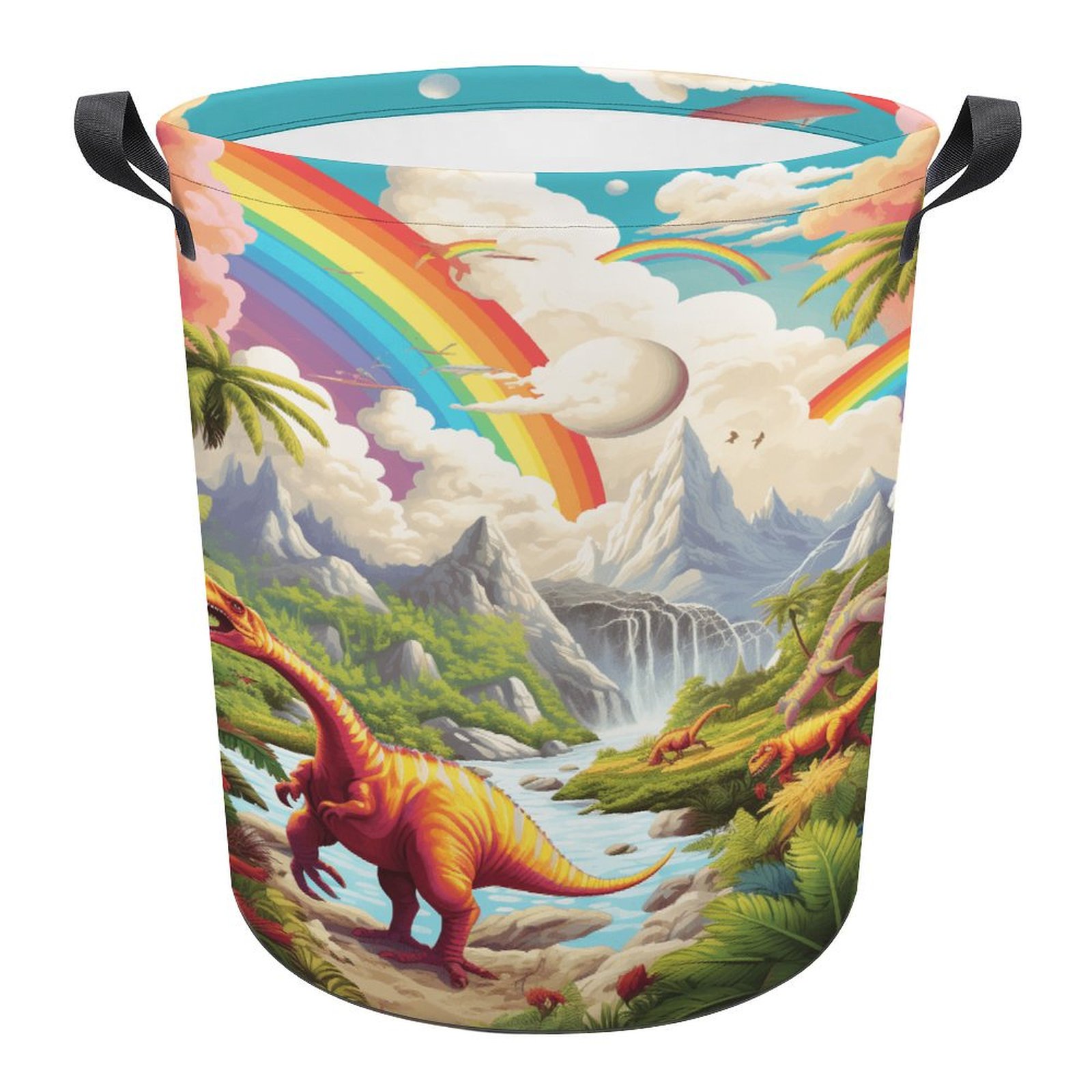 Laundry Basket Rainbow Dinosaur Foldable Clothes Hamper for Nursery ...