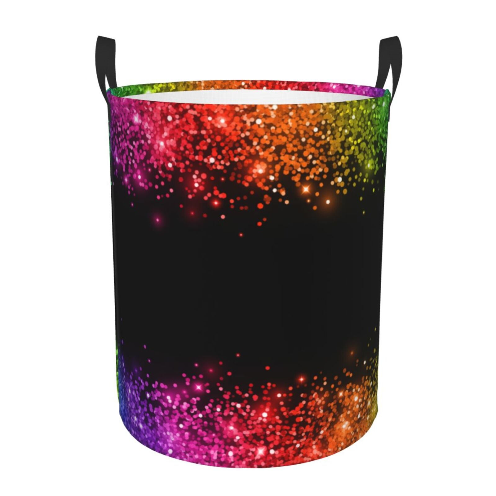 Laundry Basket, Rainbow Glitter Border Laundry Hamper Waterproof ...