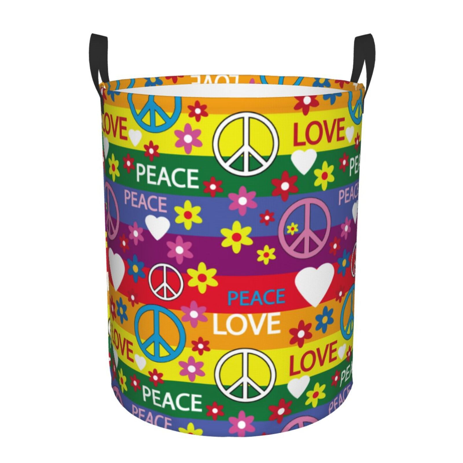 Laundry Basket, Rainbow peace sign cute Waterproof Laundry Hamper with ...