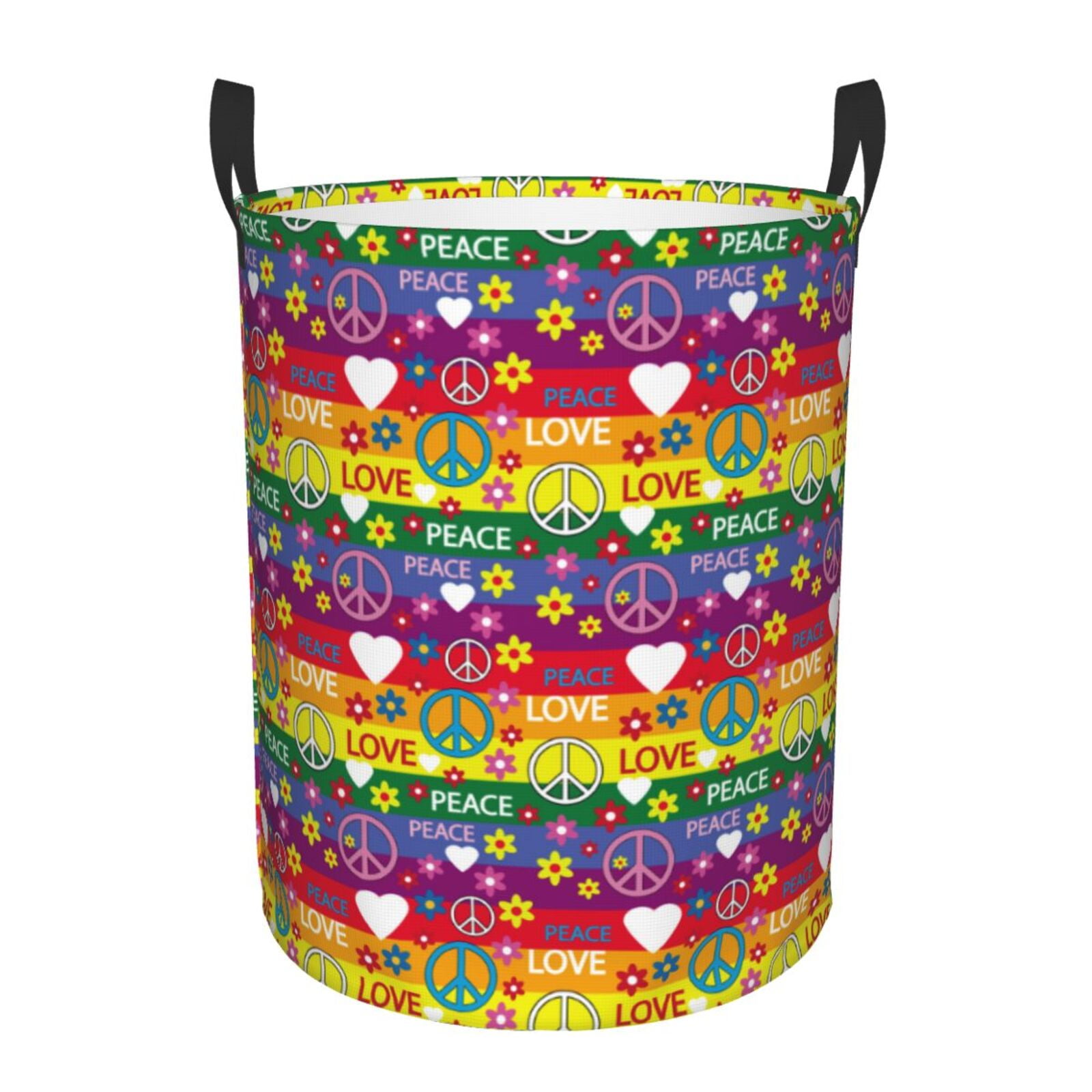 Laundry Basket - Rainbow peace sign heart flower Waterproof Laundry ...