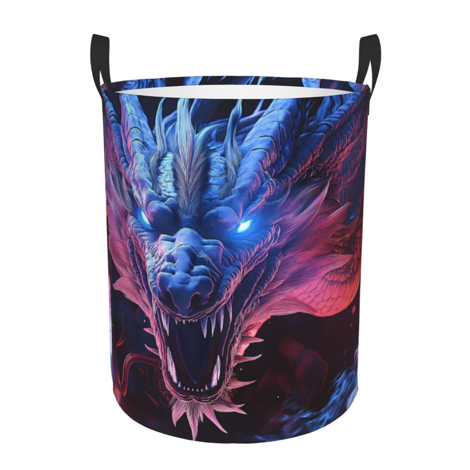Laundry Basket, Red and Blue Fire Dragon A Laundry Hamper Waterproof ...
