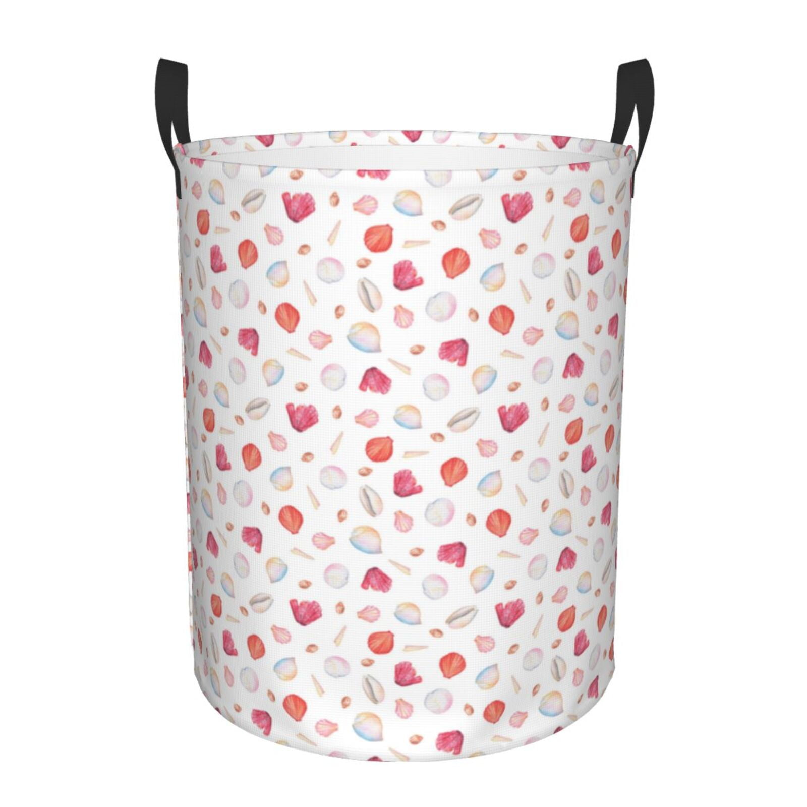 Laundry Basket, Red Coral And Scallop Seashell Waterproof Laundry ...