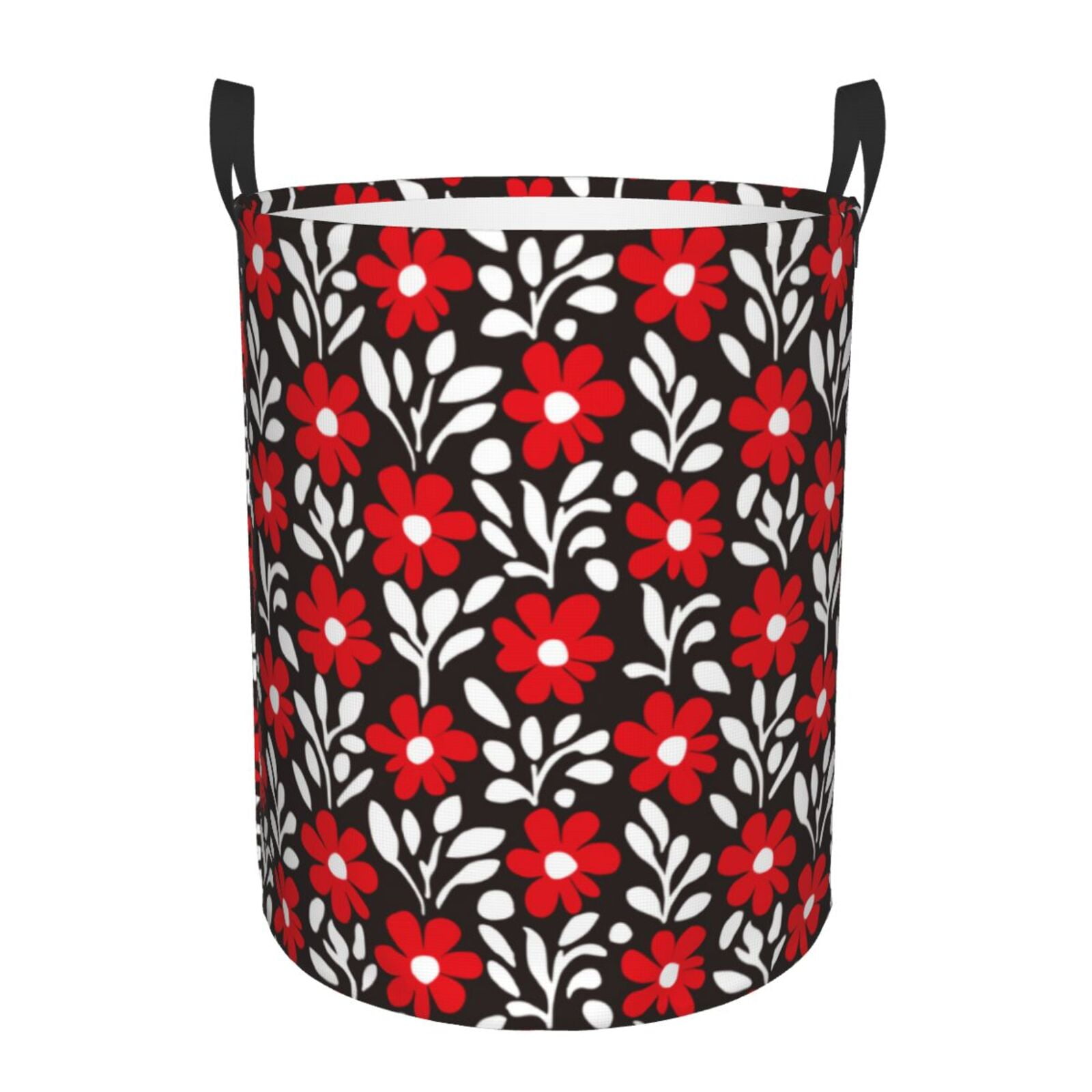 Laundry Basket, Red Floral Laundry Hamper Waterproof Laundry Bag ...