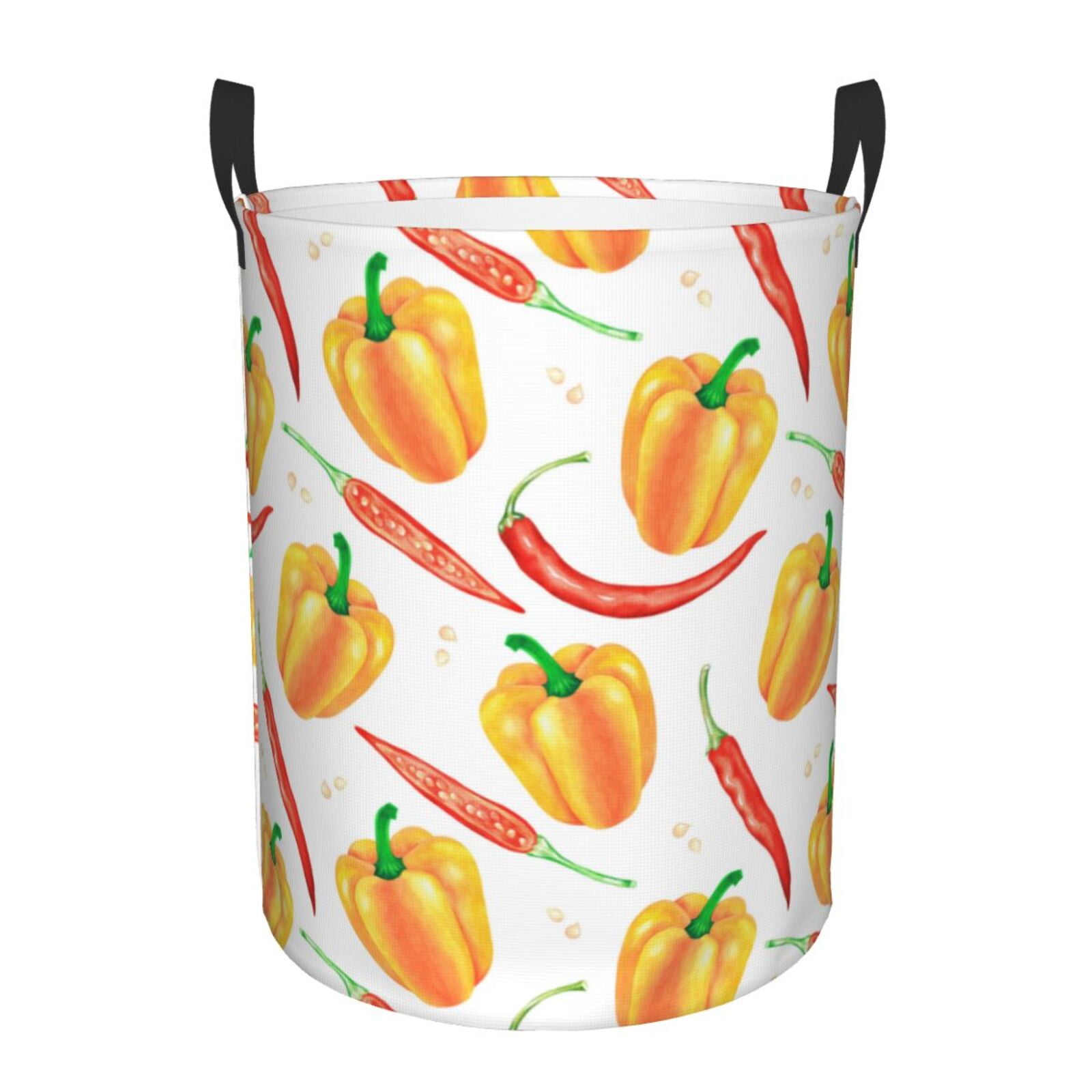 Laundry Basket, Red Pepper Yellow Waterproof Laundry Hamper With ...