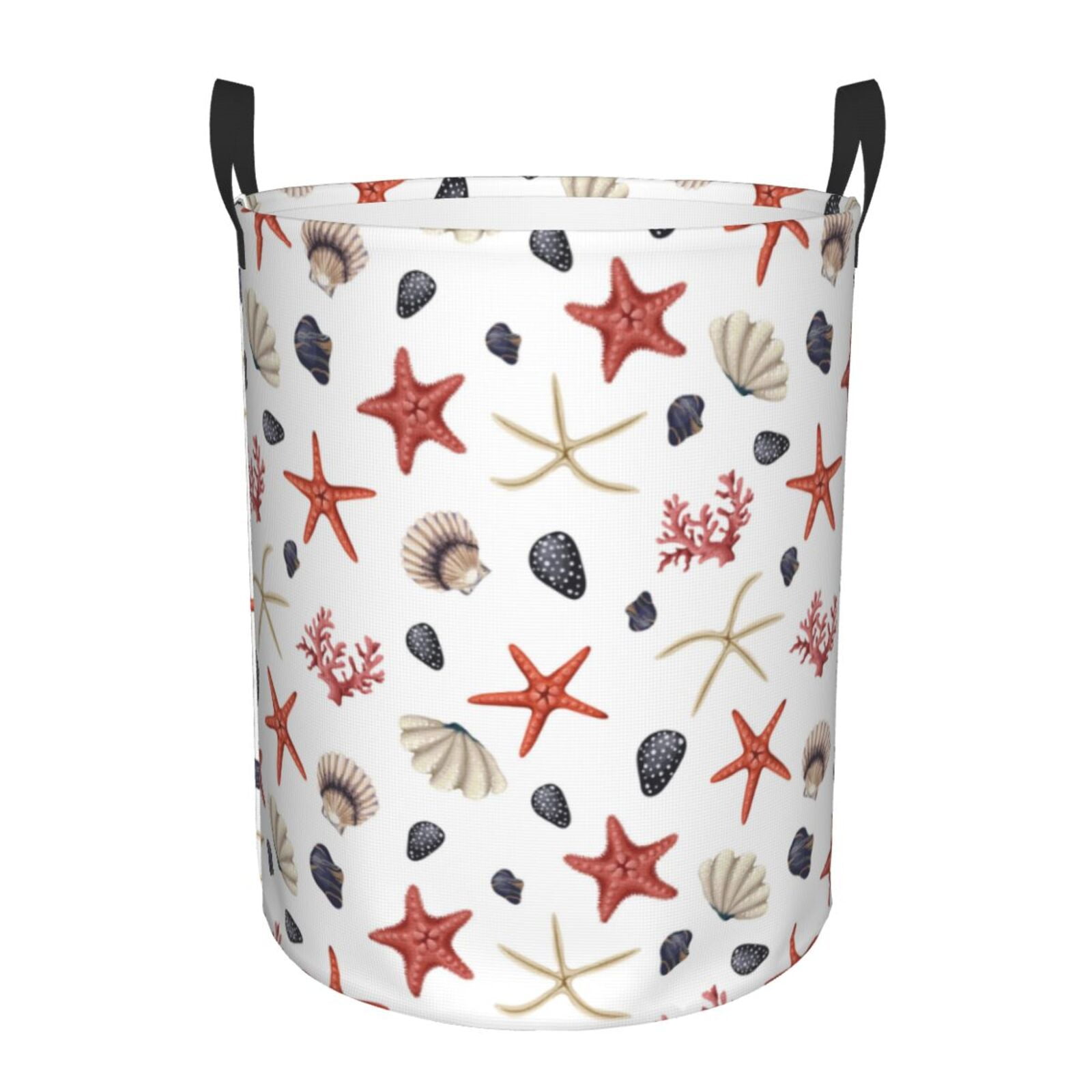 Laundry Basket, Red Starfishes Shells Coral Waterproof Laundry Hamper ...