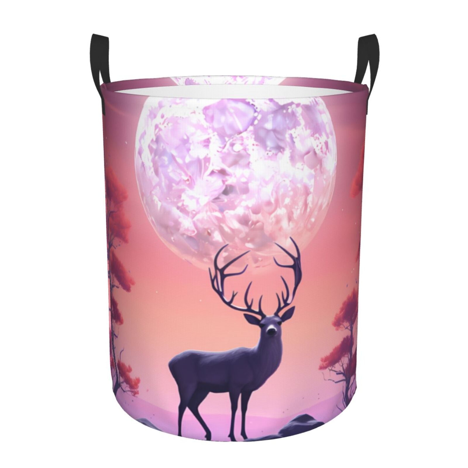 Laundry Basket, Red Tree Moon Elk Laundry Hamper Waterproof Laundry Bag Clothes Hamper Laundry ...