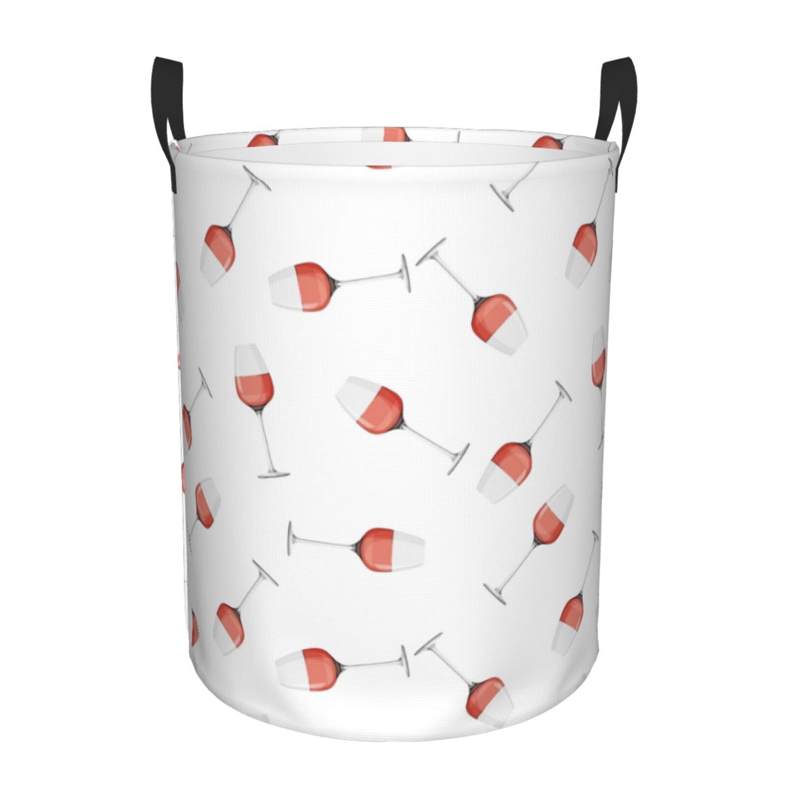 Laundry Basket, Red Wine Glass Print Waterproof Laundry Hamper With ...