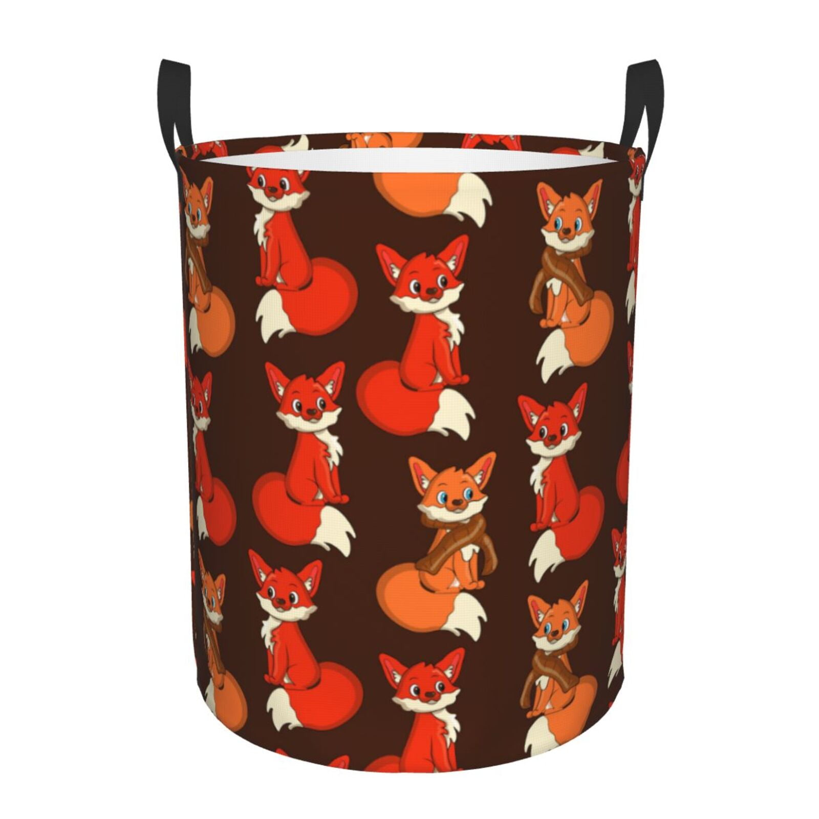 Laundry Basket, Red Yellow Fox Waterproof Laundry Hamper With Handles ...