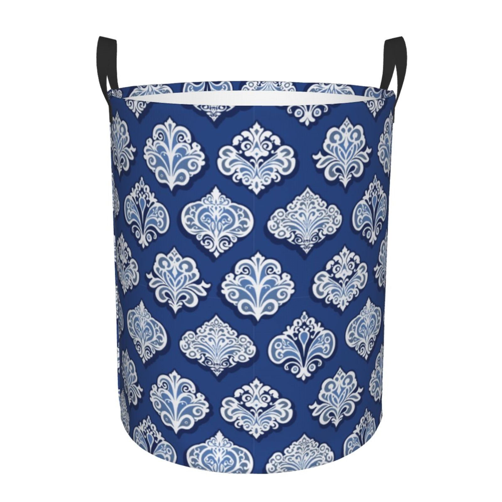 Laundry Basket, Retro Traditional Royal navyblue Waterproof Laundry ...