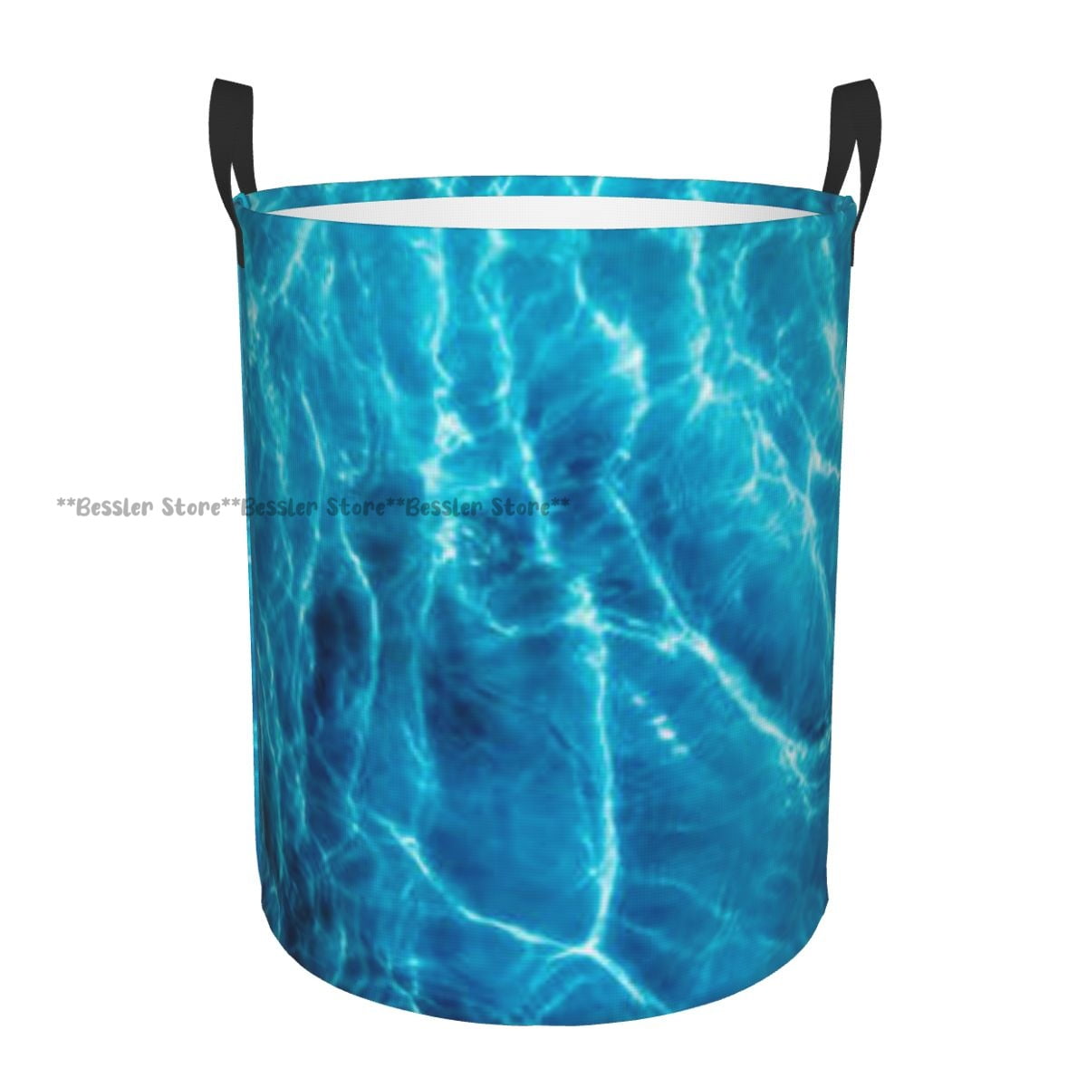 Laundry Basket Ripple Water Sun Reflection Background Round Storage Bin ...