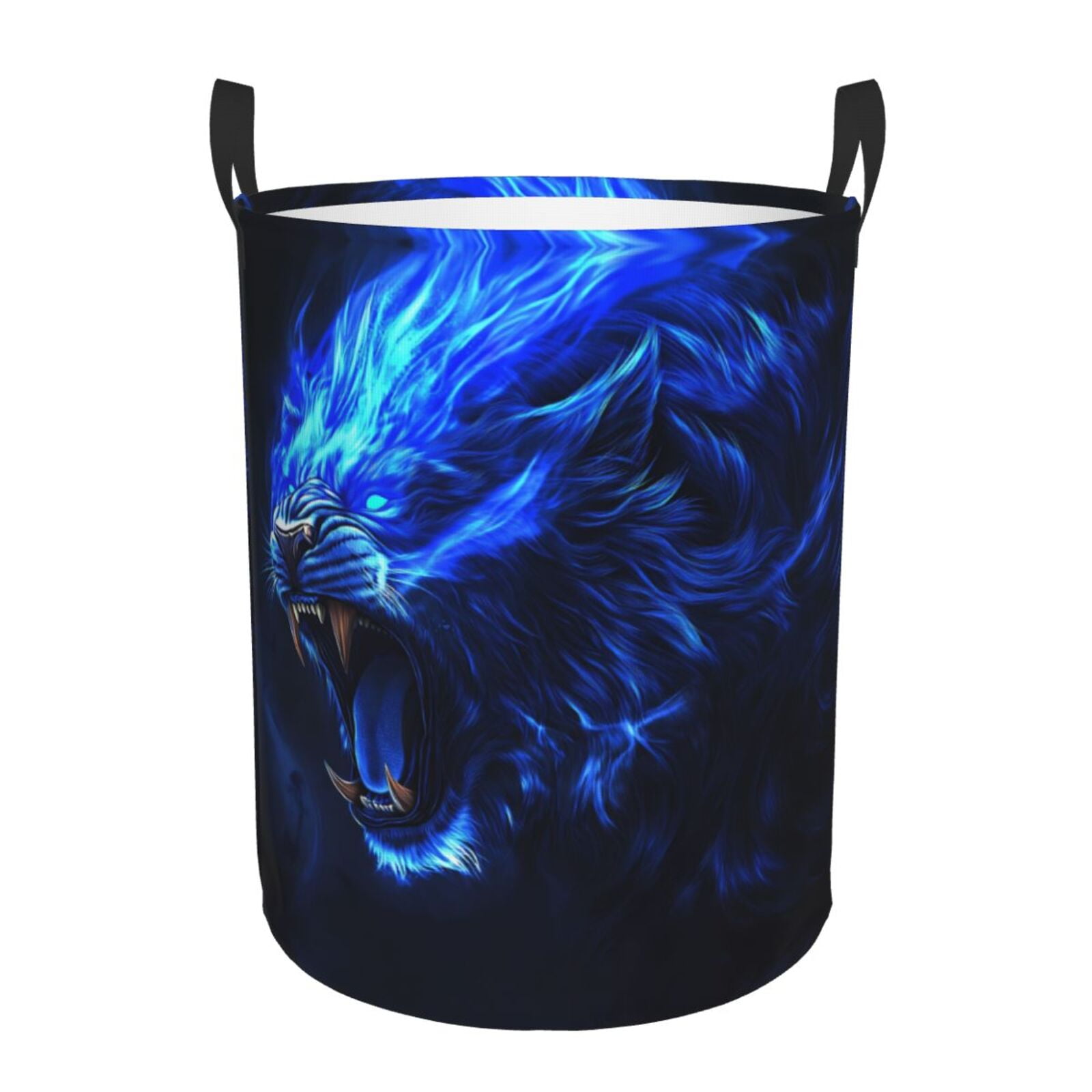 Laundry Basket, Roaring Blue Lion Flame Waterproof Laundry Hamper with ...