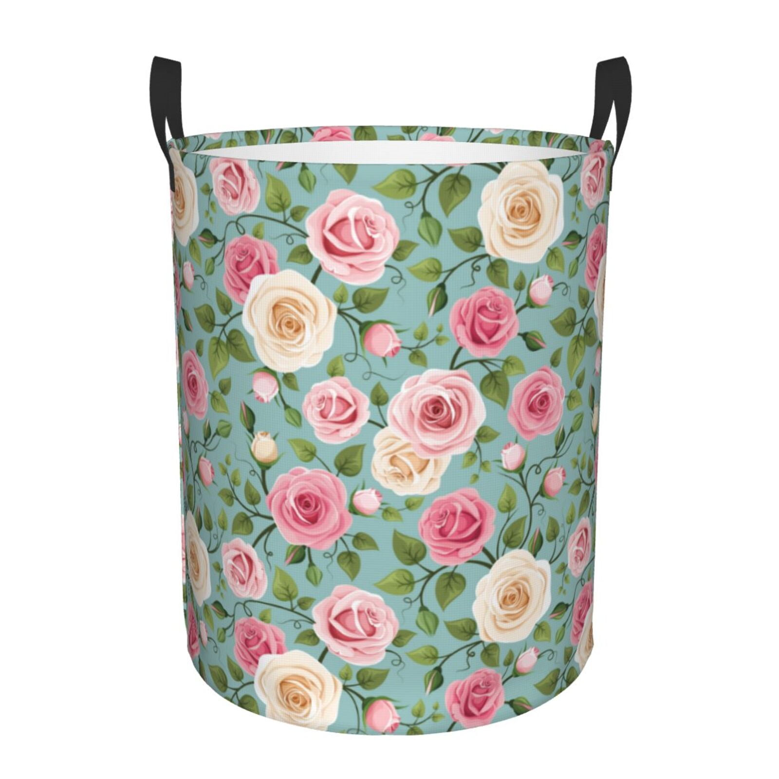 Laundry Basket, Rose Flowers Temg Waterproof Laundry Hamper With ...