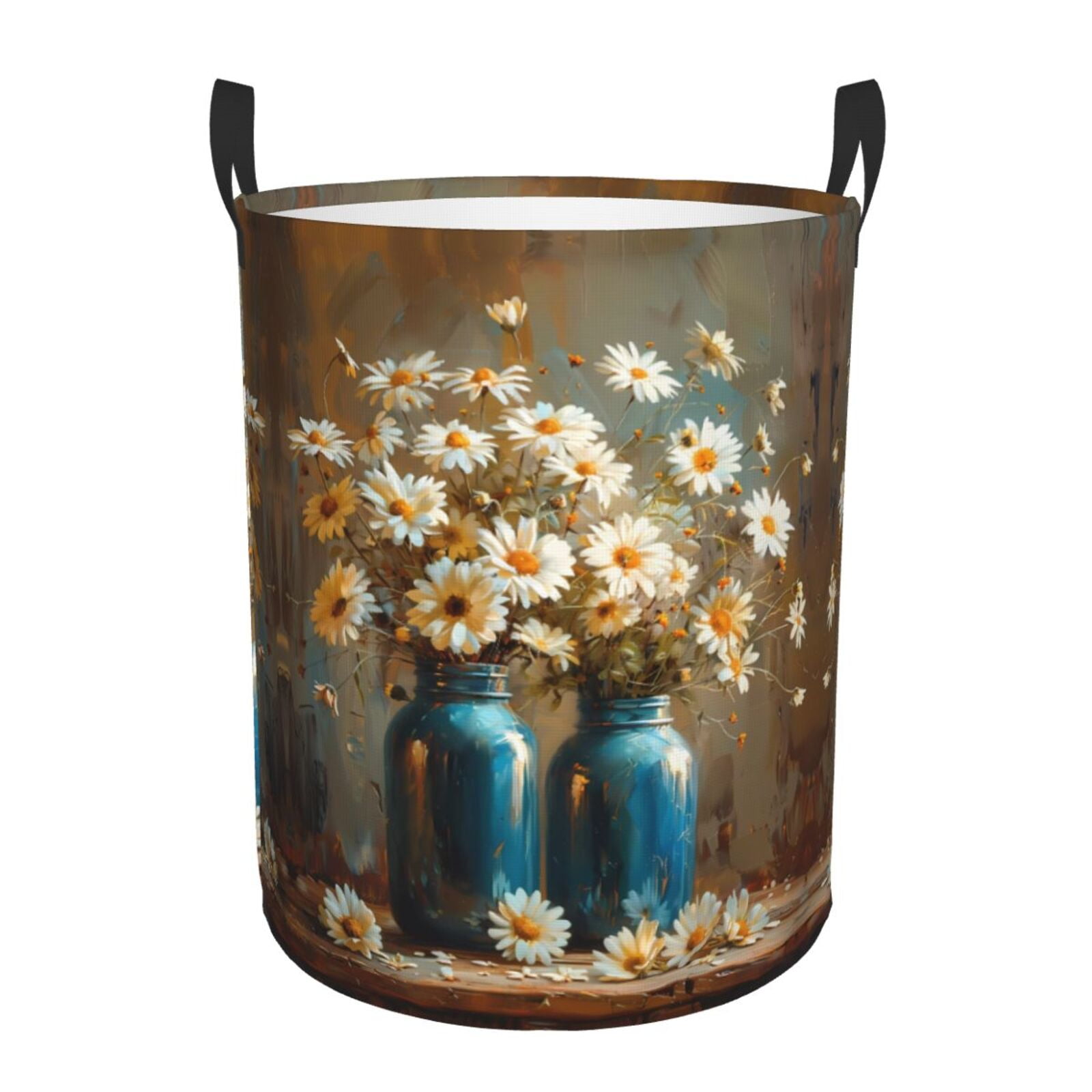 Laundry Basket, Rustic Daisy Mason Jars Waterproof Laundry Hamper With ...