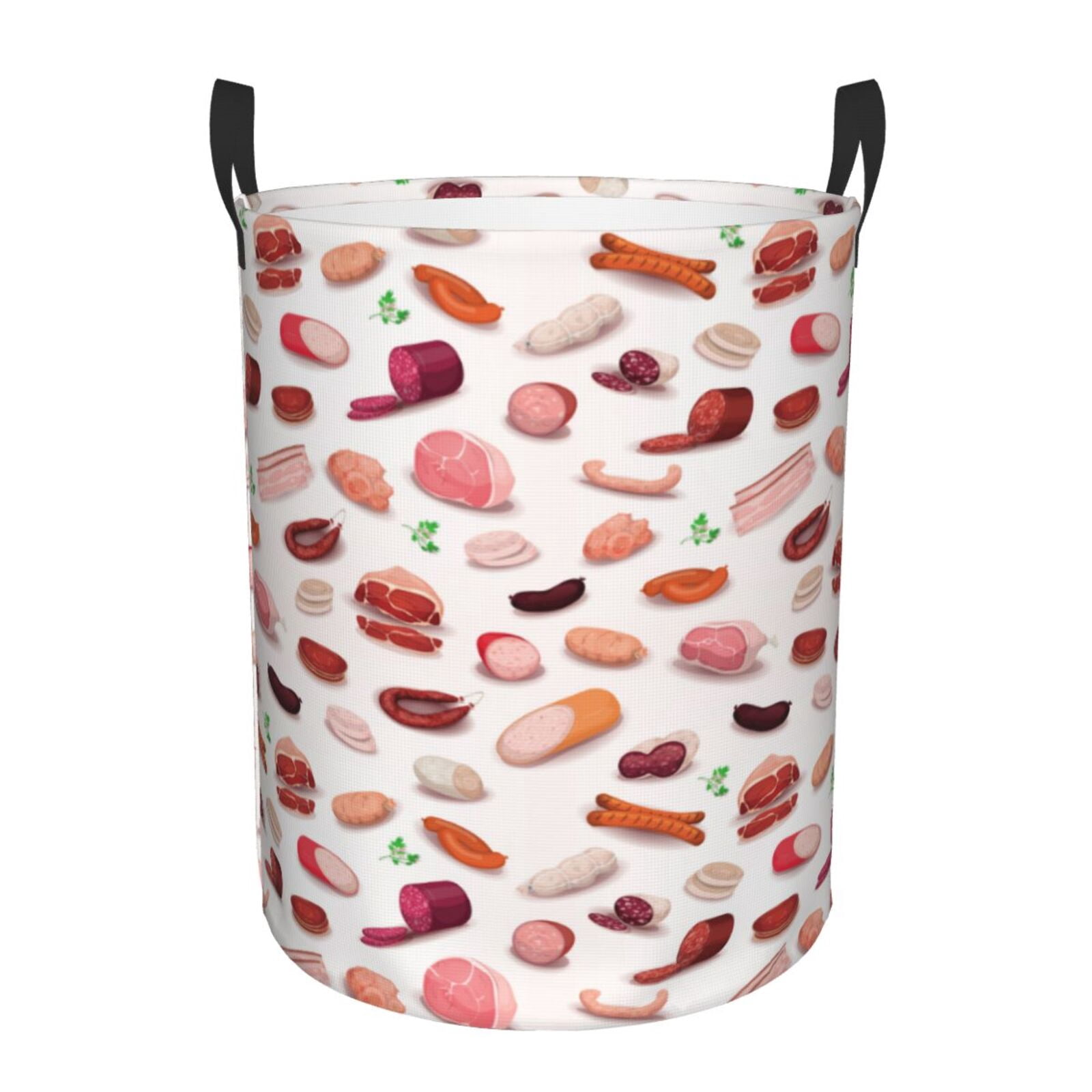 Laundry Basket, Sausage Ham Print Waterproof Laundry Hamper With Padded ...