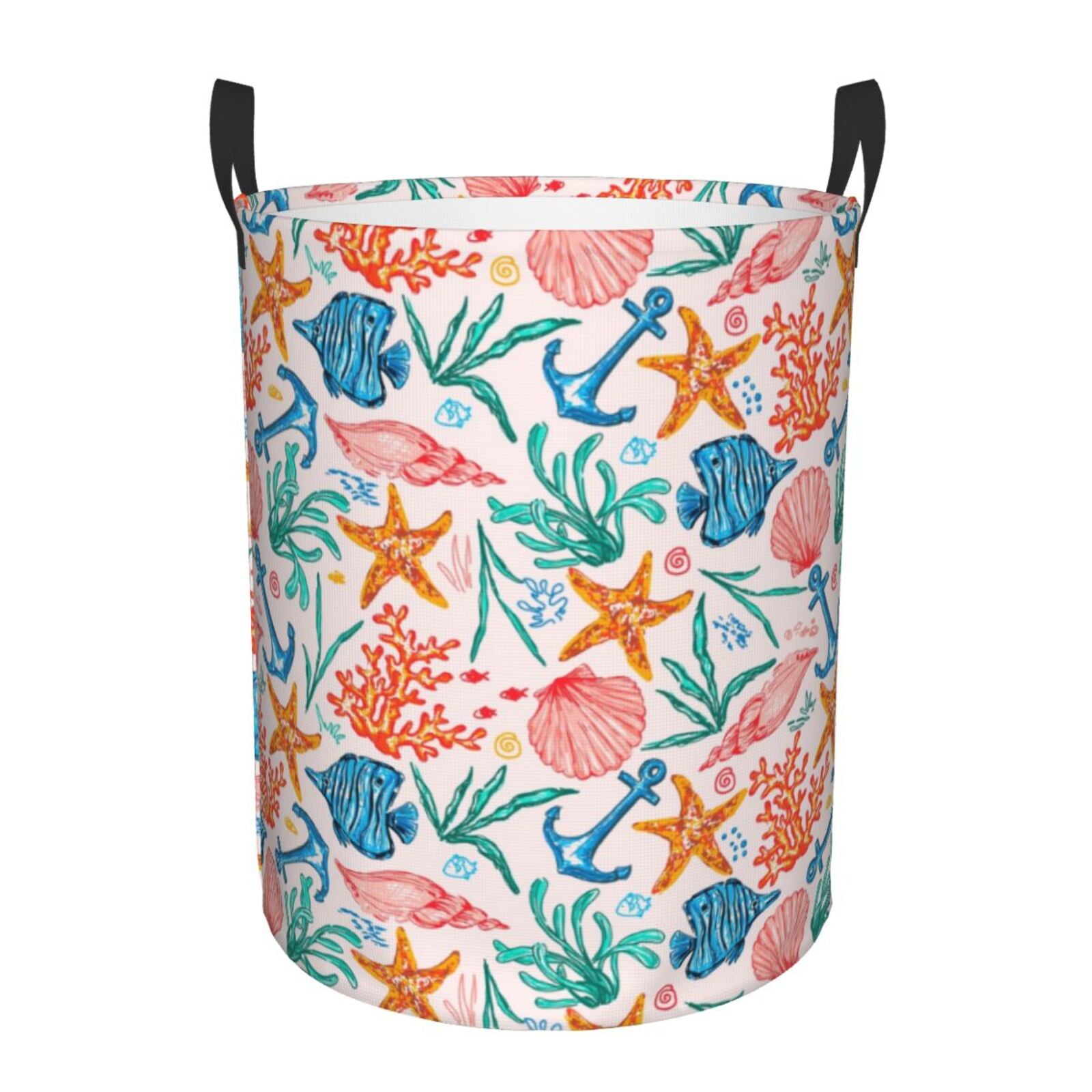 Laundry Basket, Sea Creatures Laundry Hamper Waterproof Laundry Bag ...