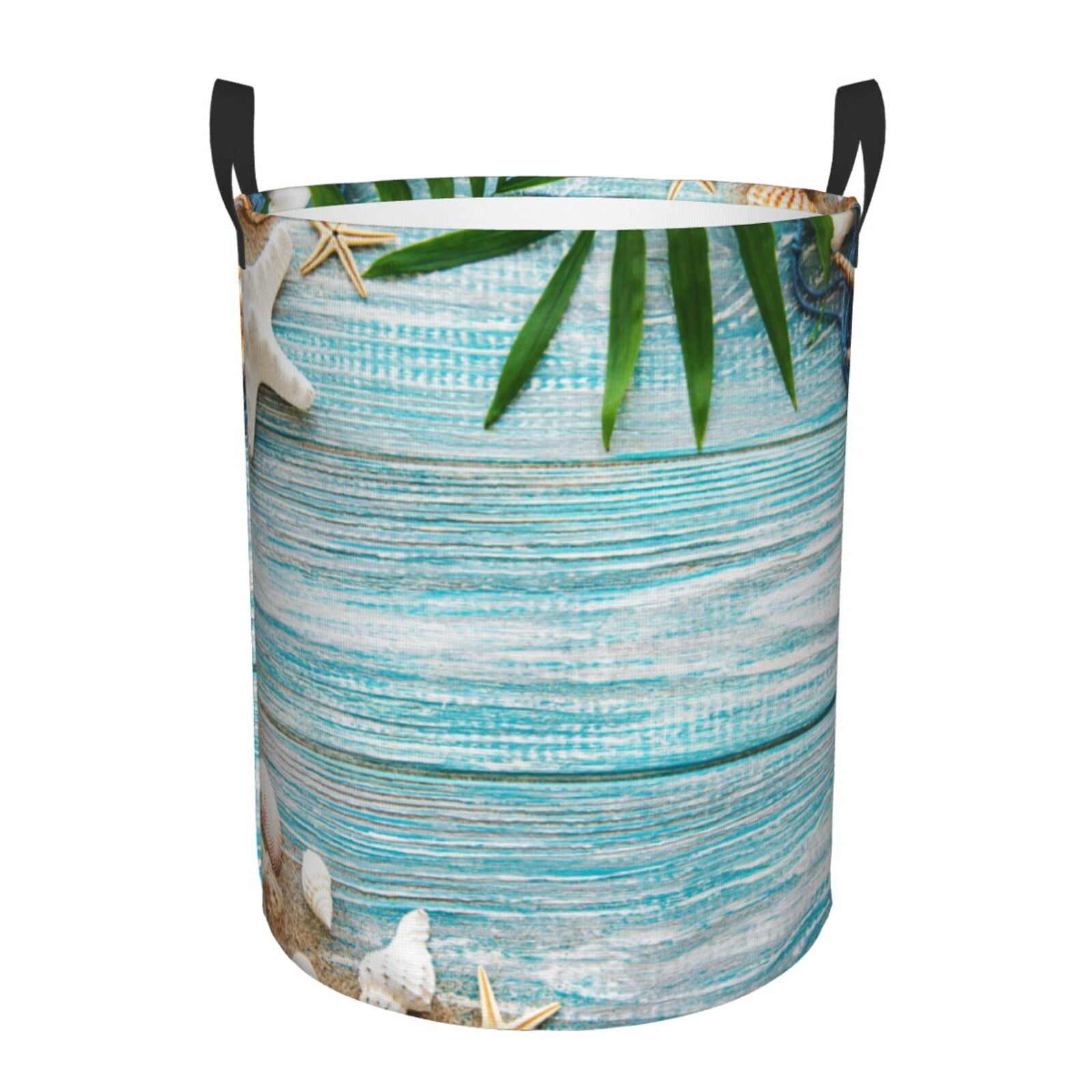Laundry Basket, Seashells on Sand Laundry Hamper Waterproof Laundry Bag ...