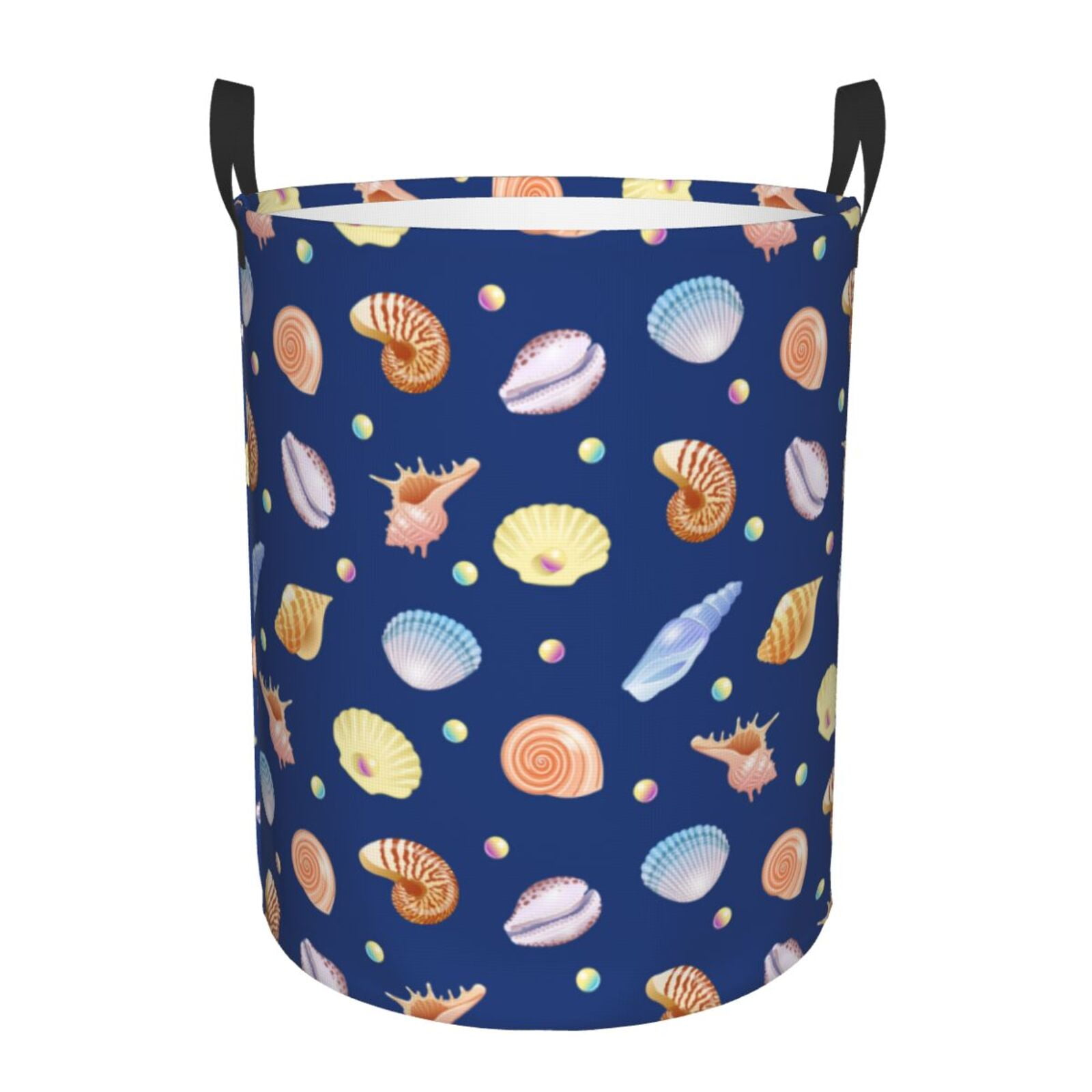Laundry Basket, Shell Conch Blue Waterproof Laundry Hamper With Padded ...