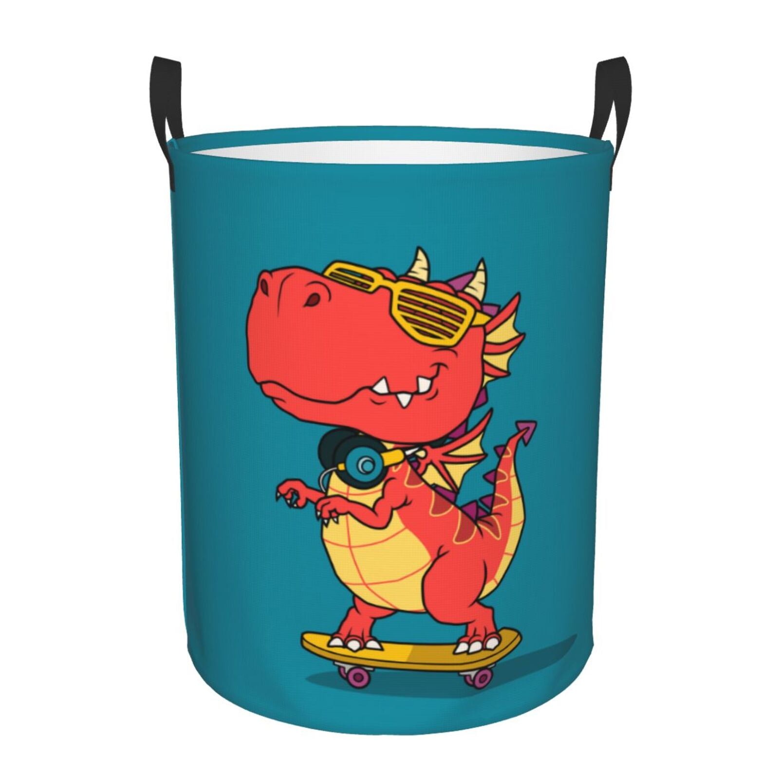Laundry Basket, Skateboard Dinosaur Fun Laundry Hamper Waterproof ...