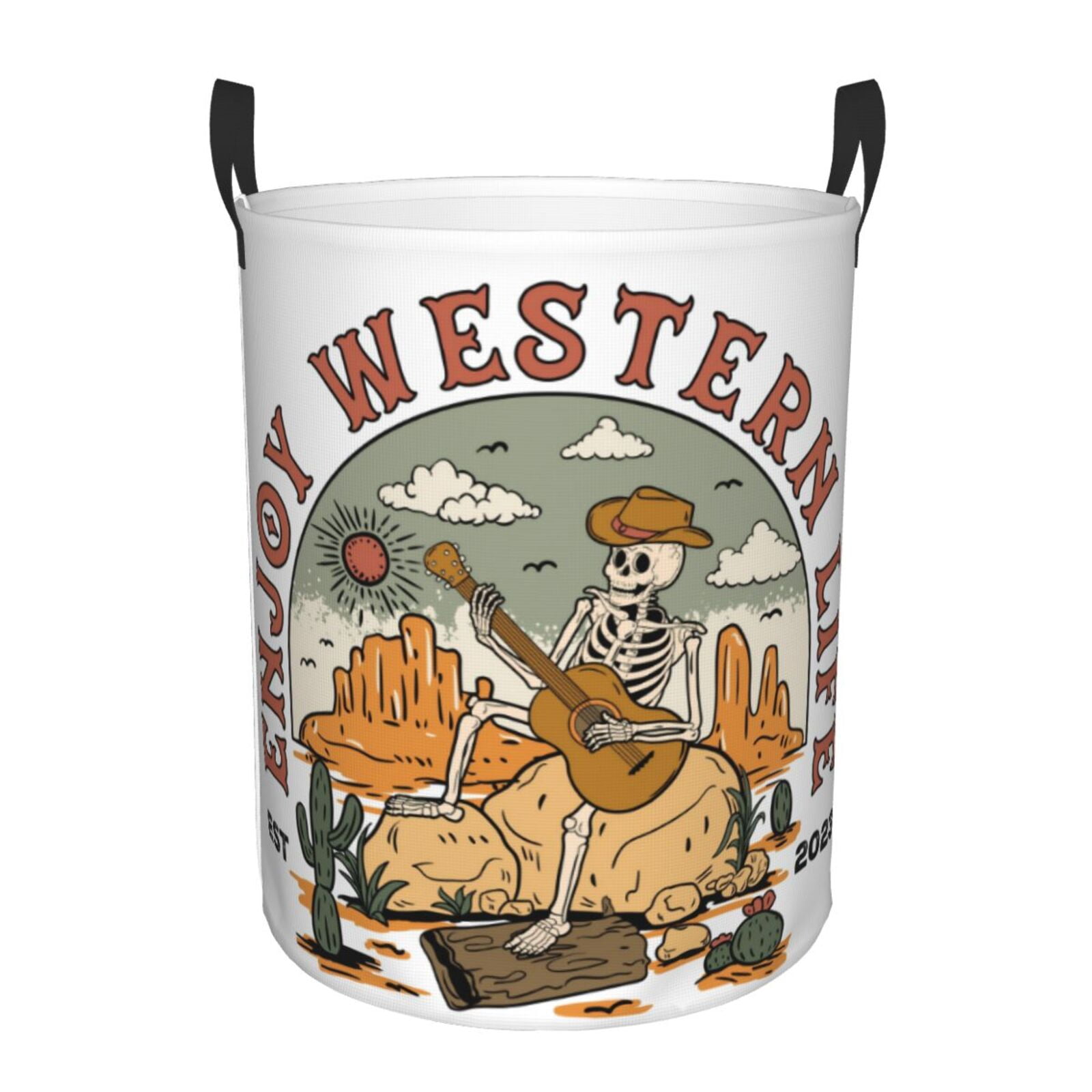 Laundry Basket, Skeleton Cowboy And Guitar Laundry Hamper Waterproof ...