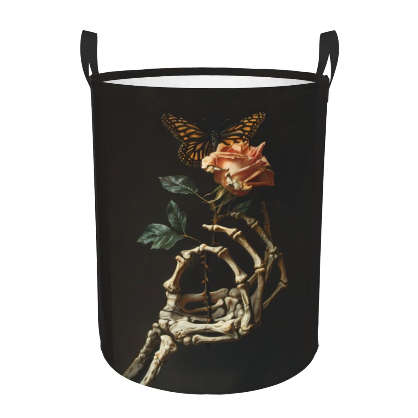 Laundry Basket, Skeleton Hand Rose Butterfly Waterproof Laundry Hamper ...