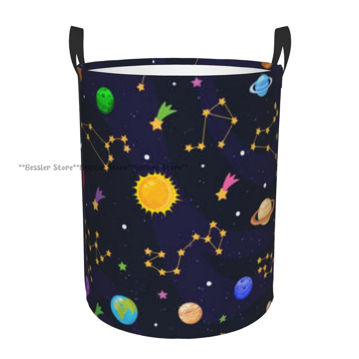 Laundry Basket Spaceships And Planets Pattern Round Storage Bin ...