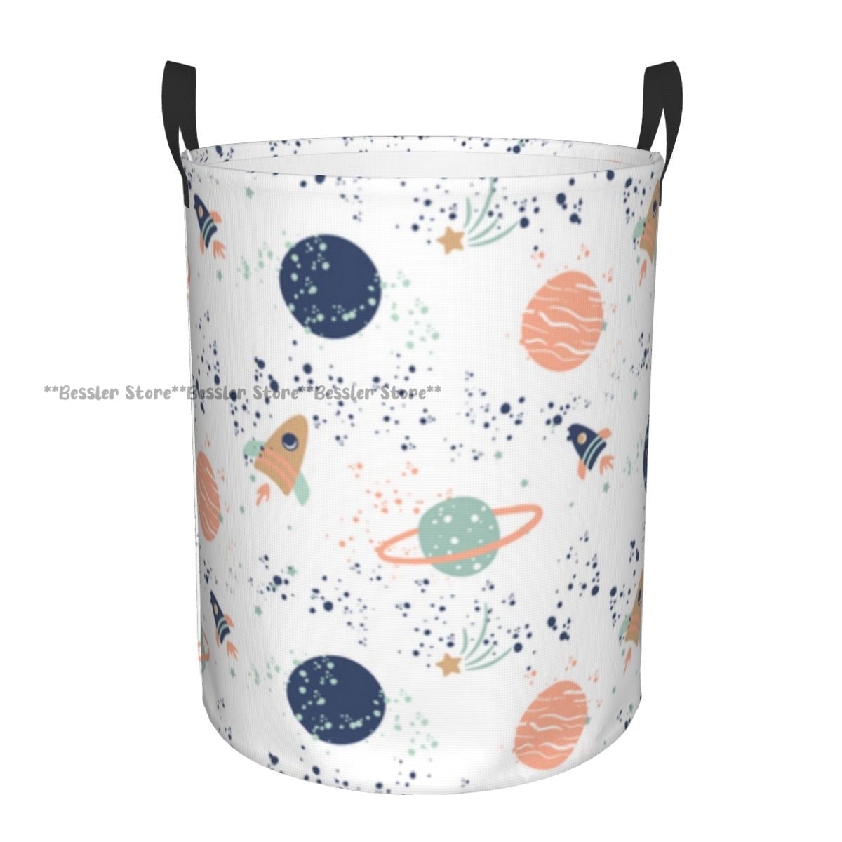 Laundry Basket Spaceships And Planets Pattern Round Storage Bin ...