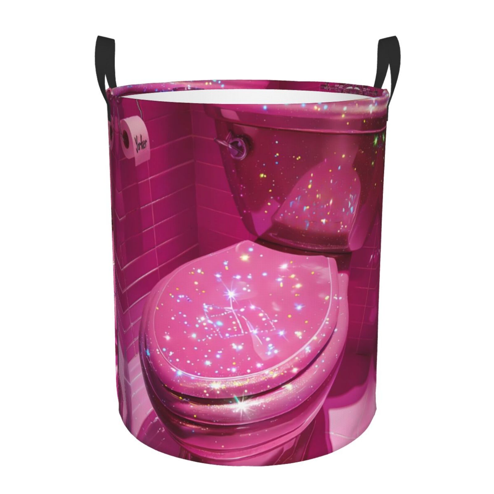 Laundry Basket, Sparkling Pink Toilet Laundry Hamper Waterproof Laundry ...