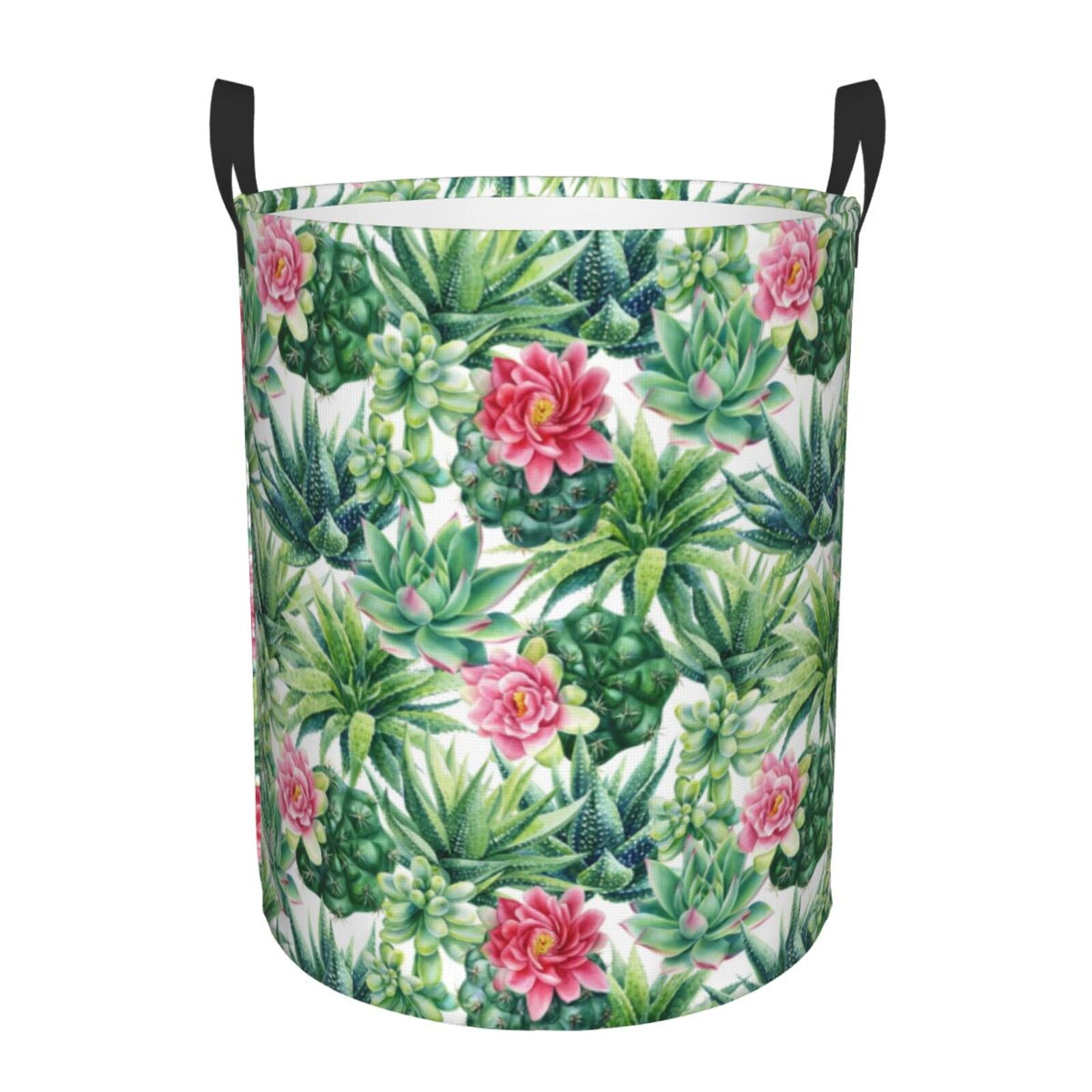 Laundry Basket, Succulents 1 Waterproof Laundry Hamper with Padded ...