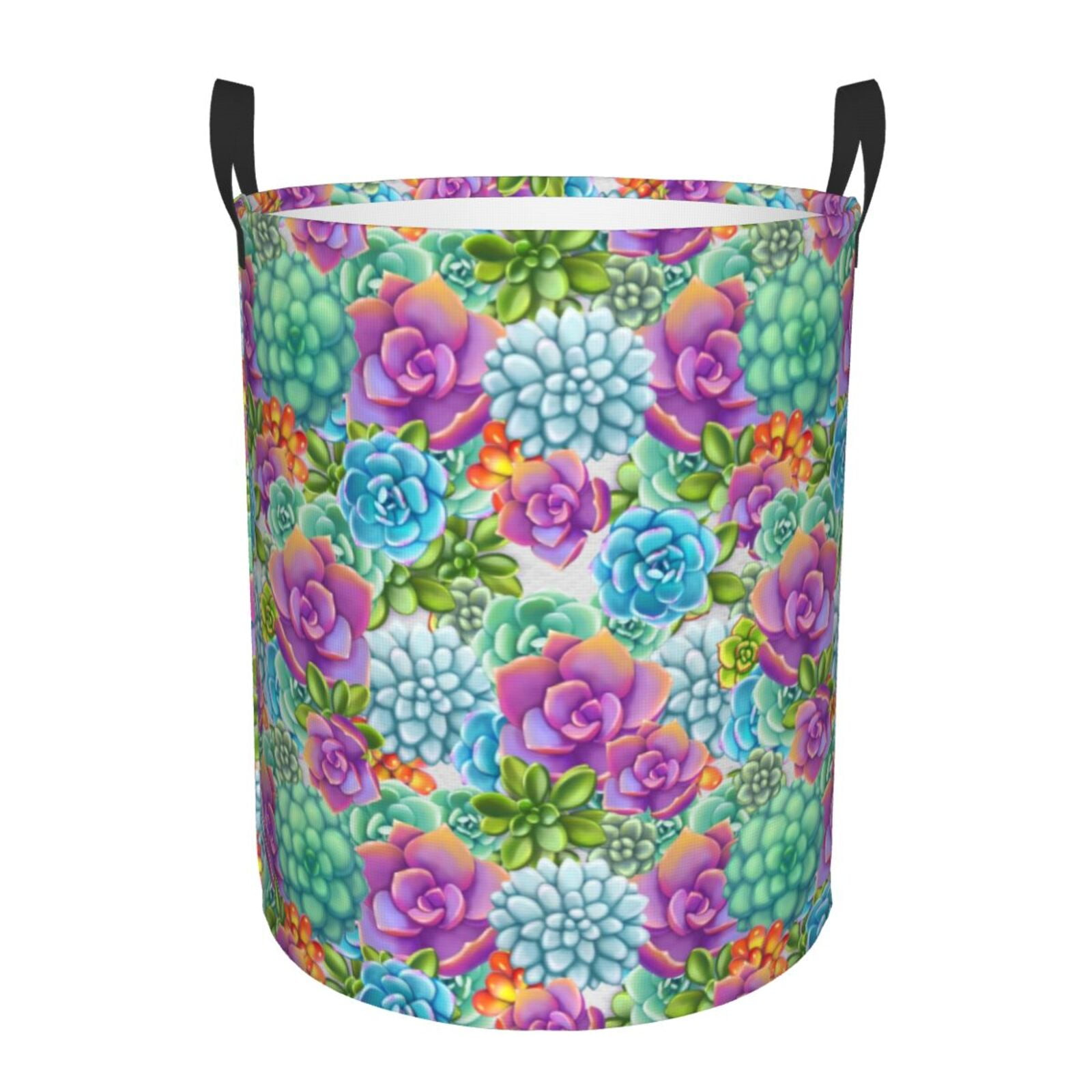 Laundry Basket, Succulents Waterproof Laundry Hamper with Padded ...