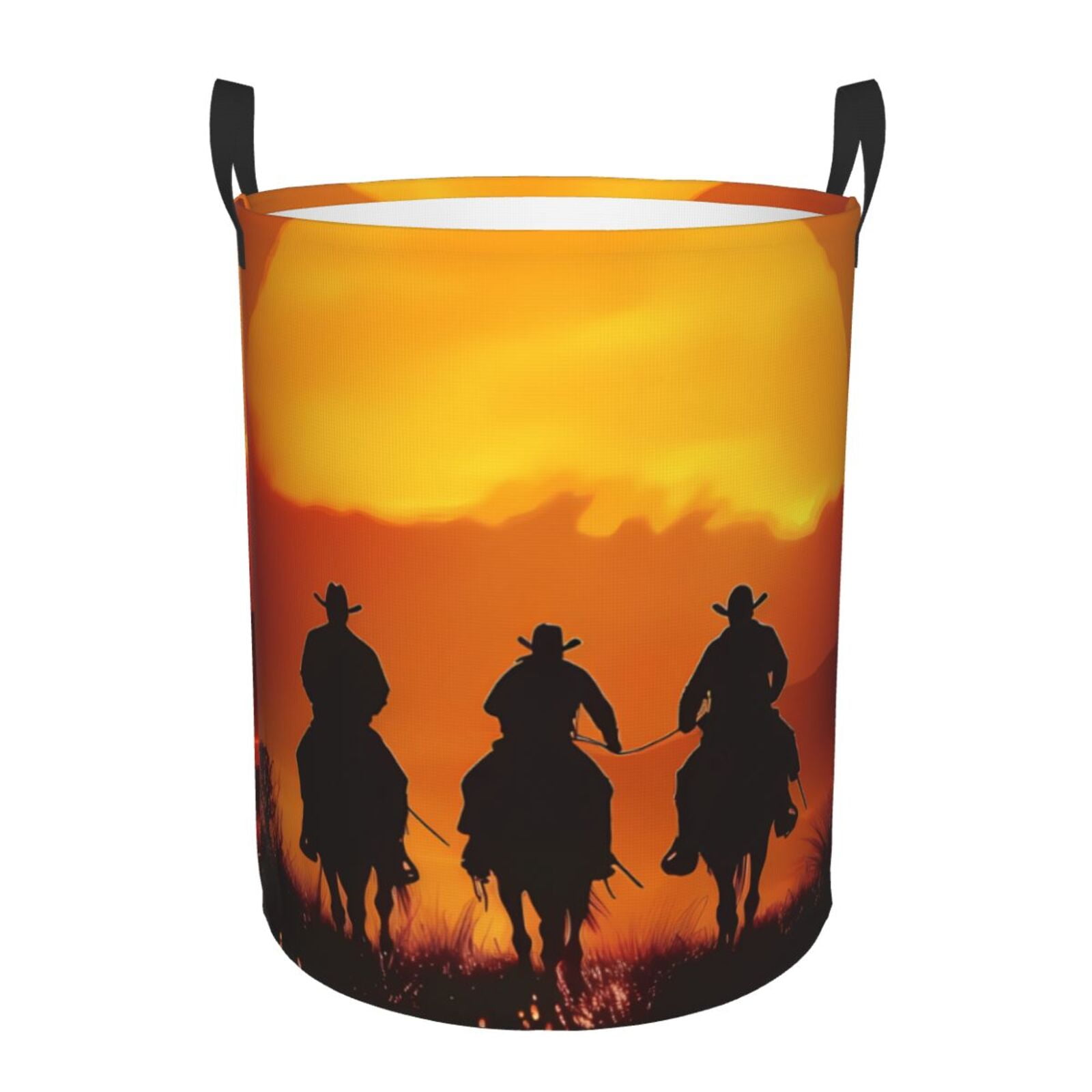 Laundry Basket, Sunset Western Cowboy Back Waterproof Laundry Hamper ...