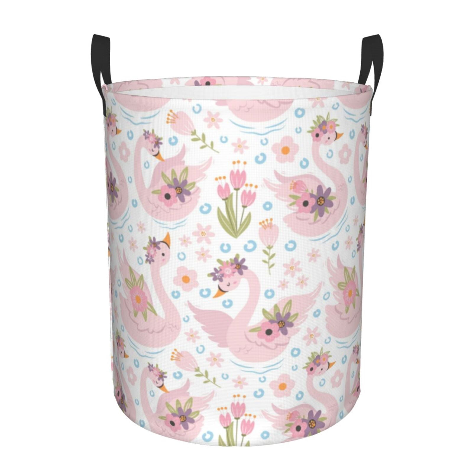 Laundry Basket, Swan And Flowers Waterproof Laundry Hamper with Padded ...