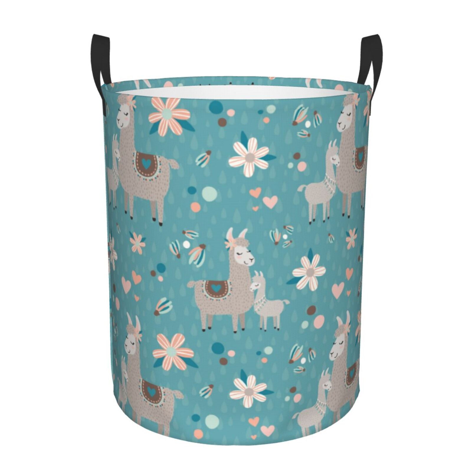 Laundry Basket, Teal Mama Llama Waterproof Laundry Hamper With Handles ...
